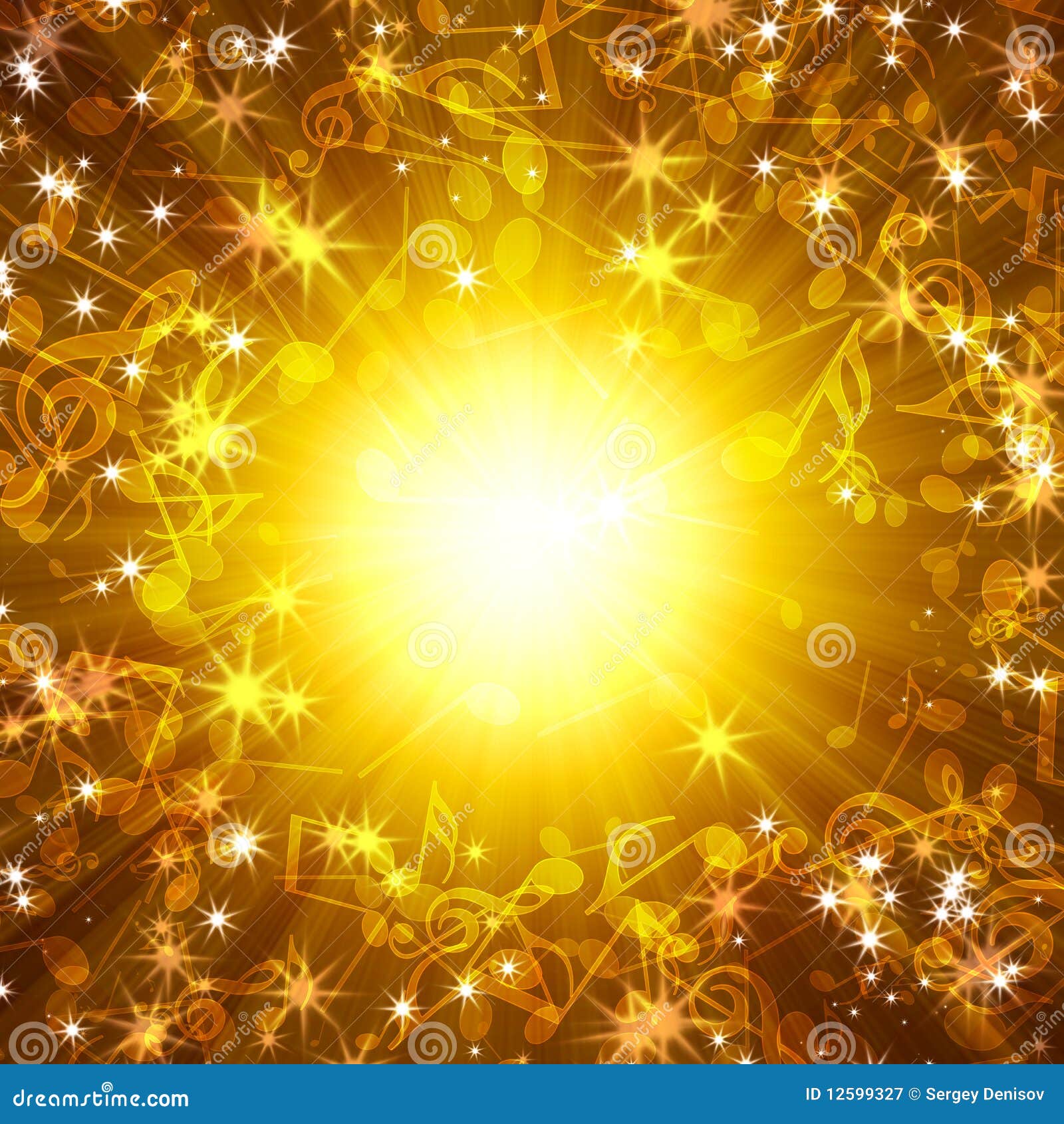 Background with Music Notes and Stars Stock Illustration - Illustration ...