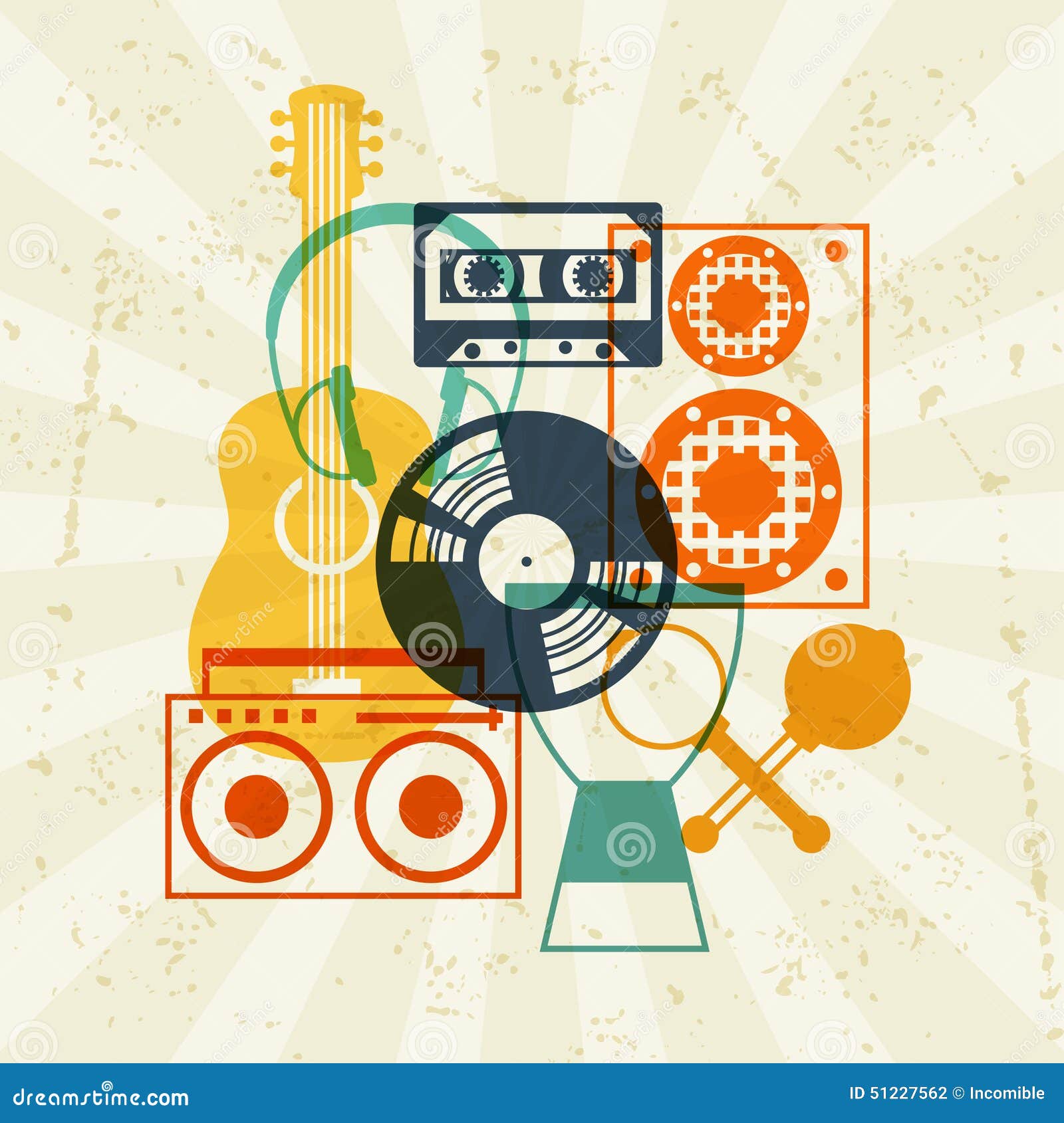 Background with Musical Instruments in Flat Design Stock Vector ...