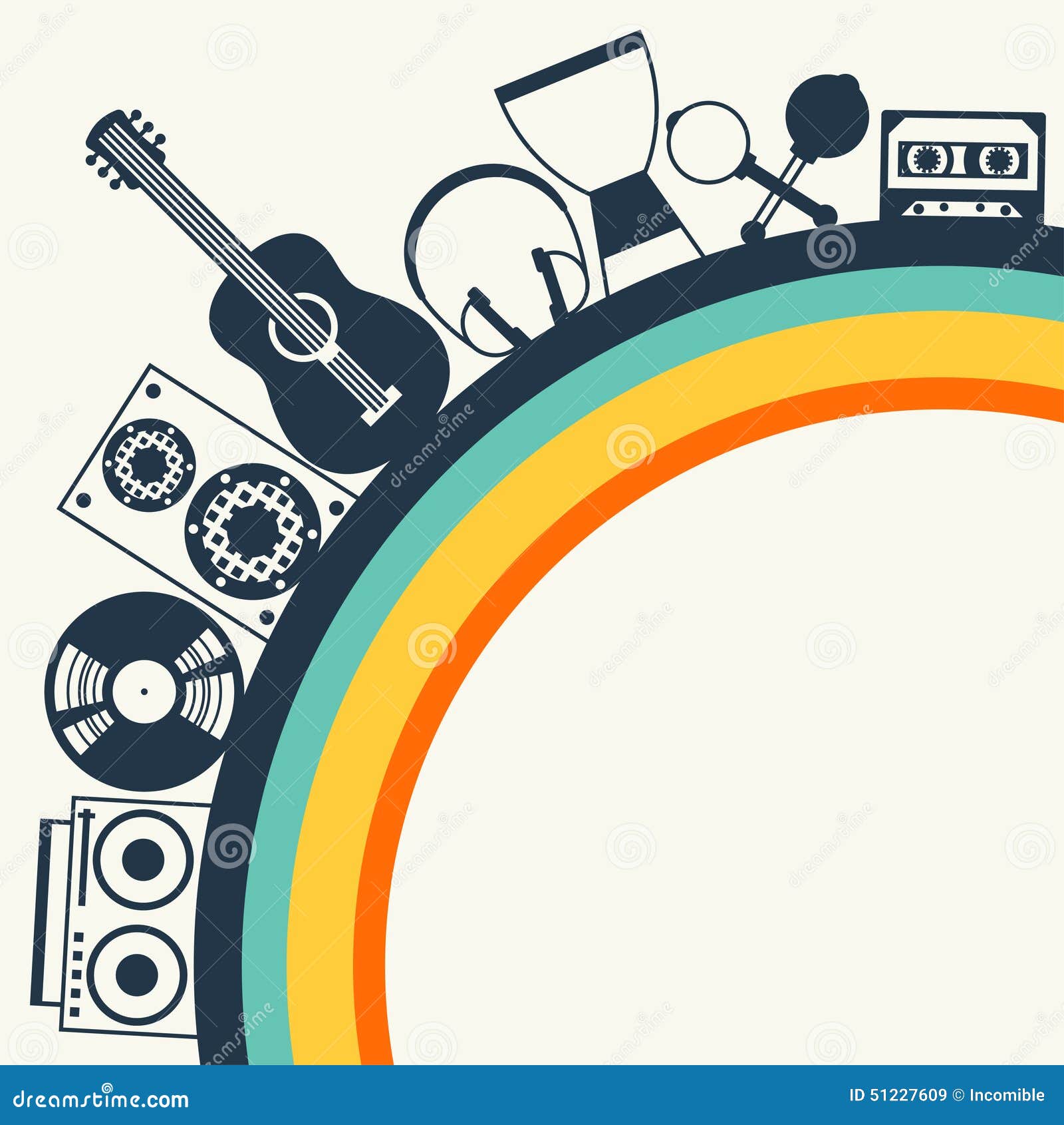 Background with Musical Instruments in Flat Design Stock Vector ...