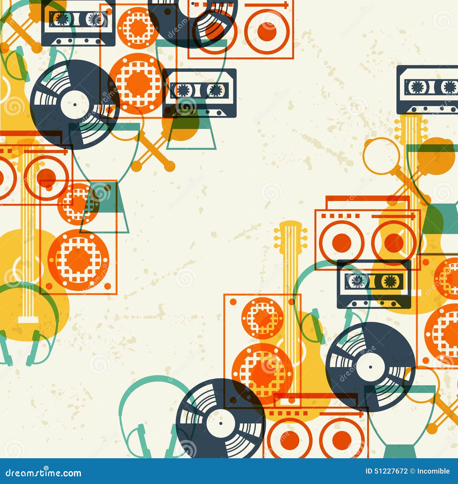 Background with Musical Instruments in Flat Design Stock Vector ...