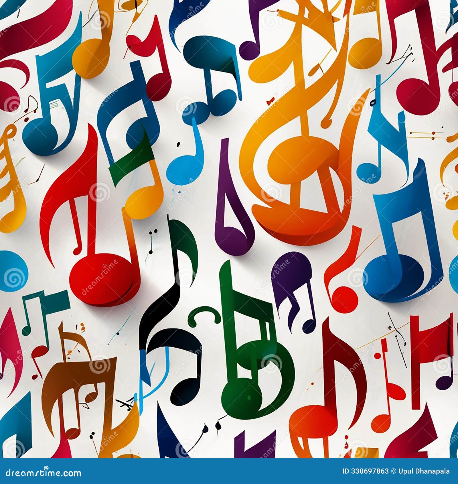 Illustration of Colorful Music Notes on White Background Stock ...