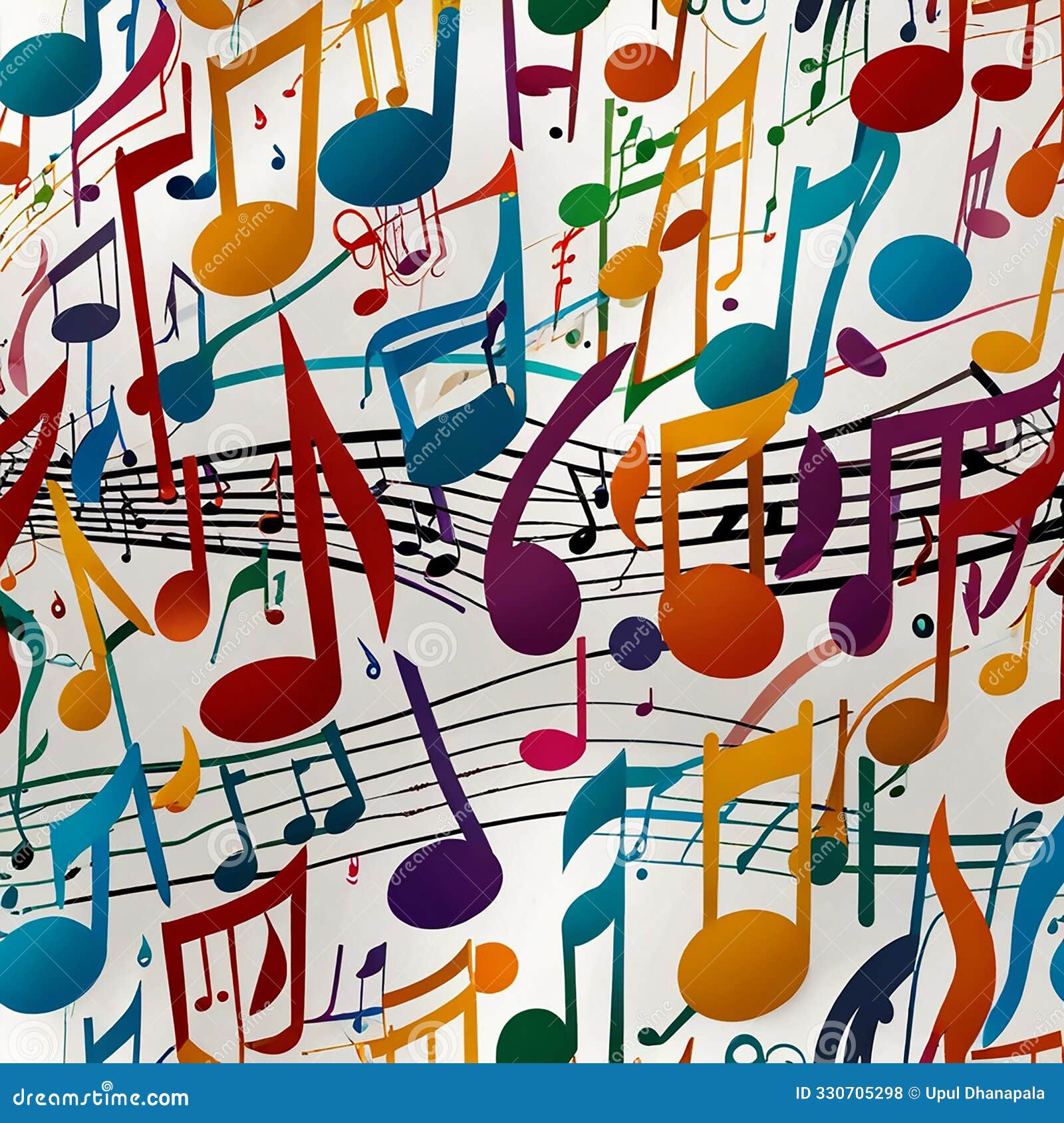 Illustration of Colorful Music Notes on White Background Stock ...