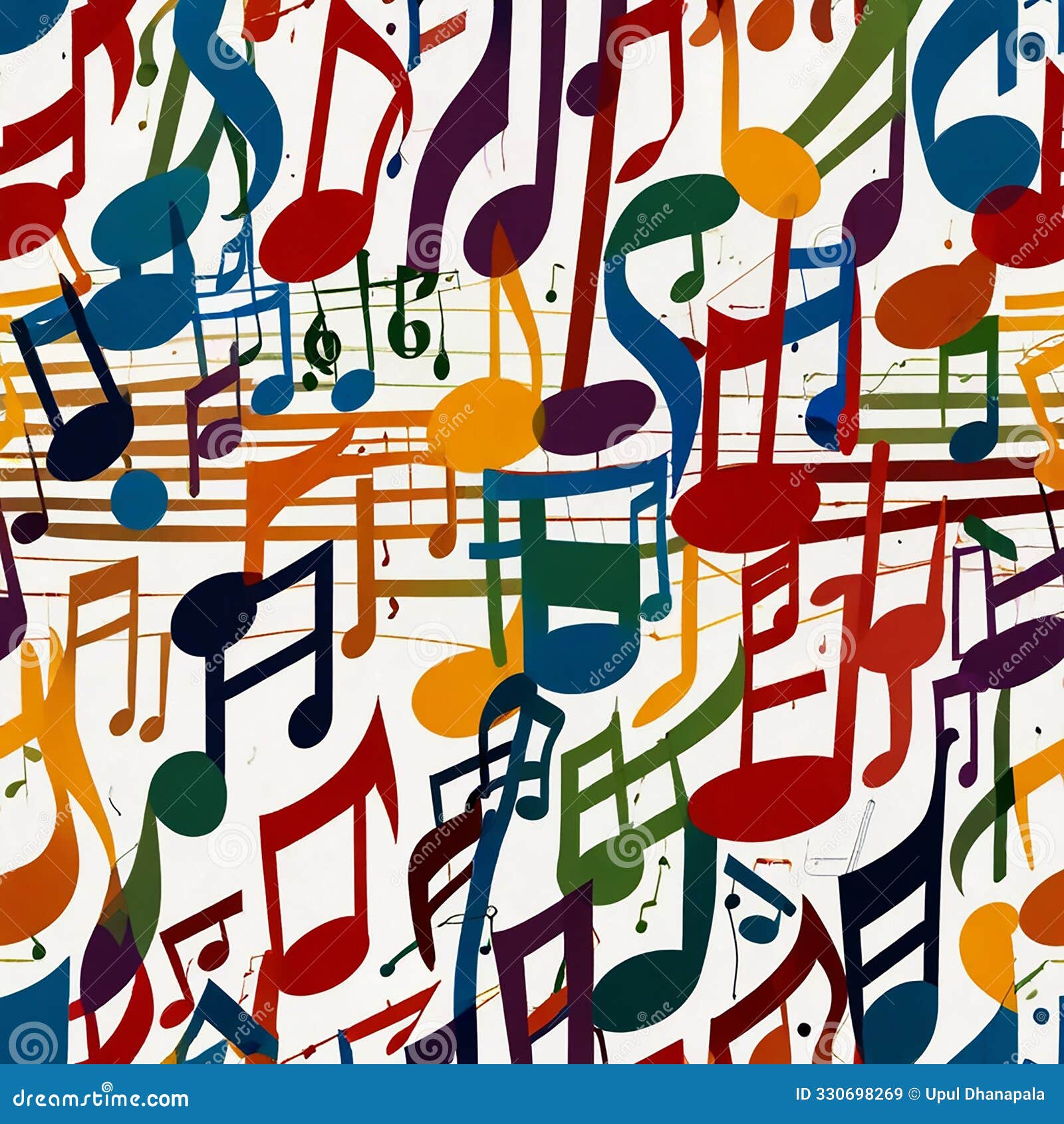 Illustration of Colorful Music Notes on White Background Stock ...