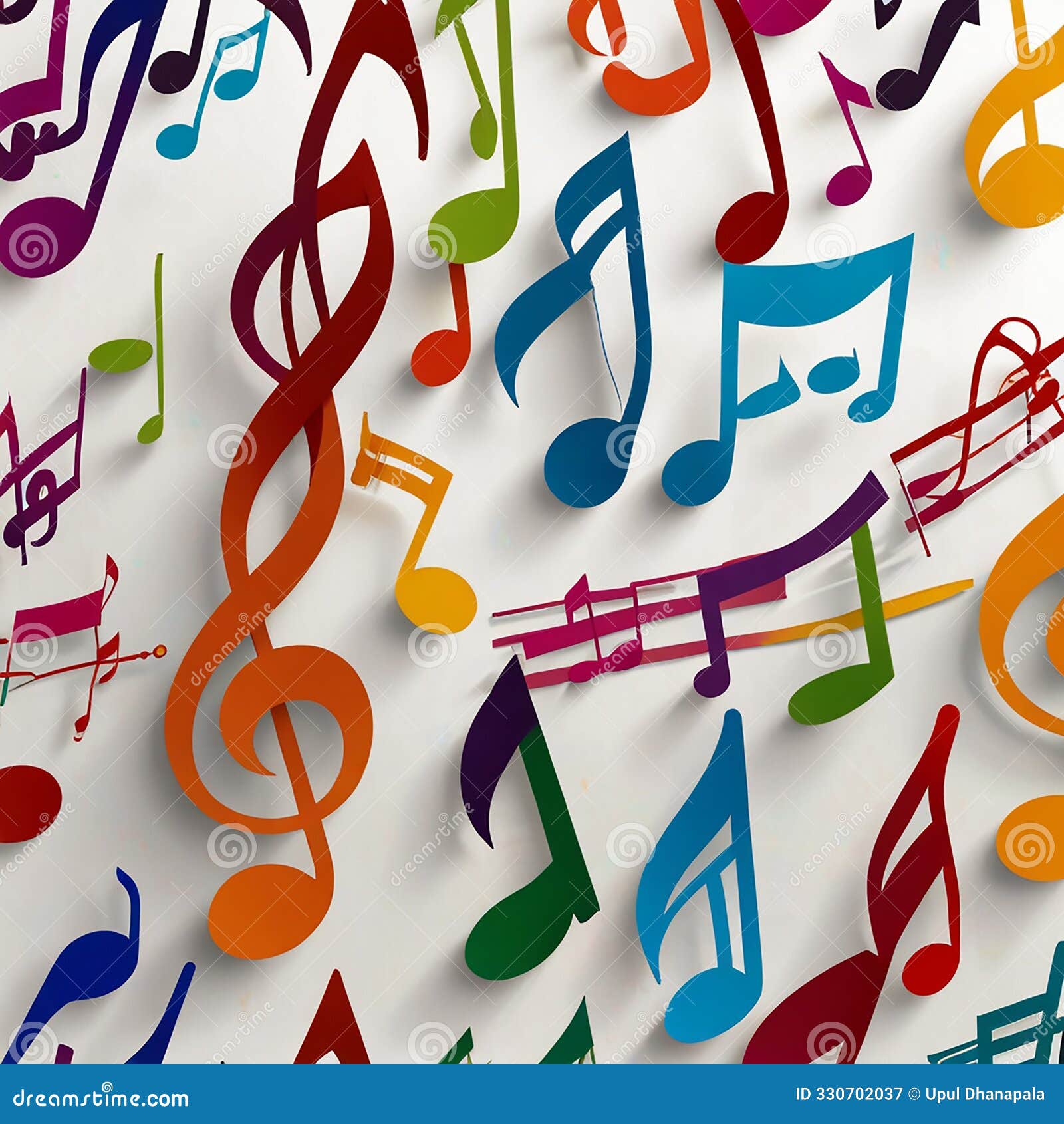 Illustration of Colorful Music Notes on White Background Stock ...