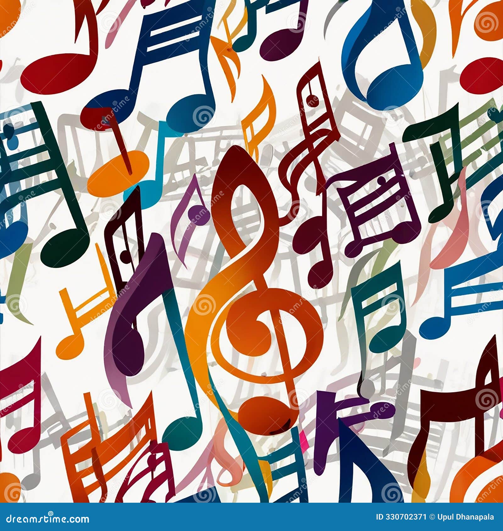 Illustration of Colorful Music Notes on White Background Stock ...