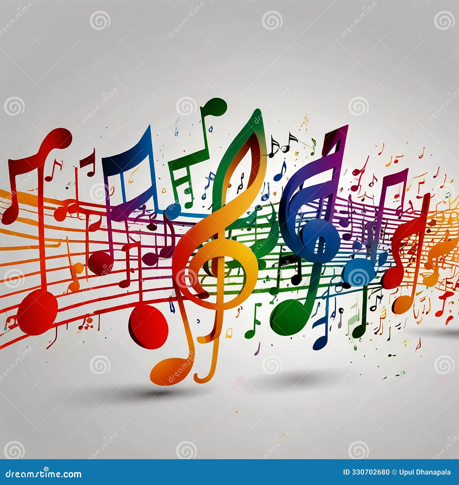 Illustration of Colorful Music Notes on White Background Stock ...