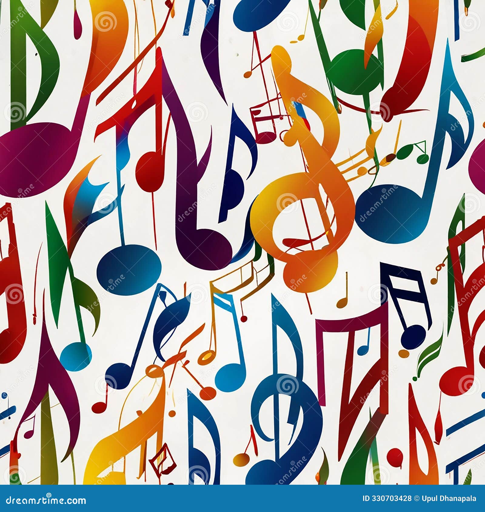 Illustration of Colorful Music Notes on White Background Stock ...