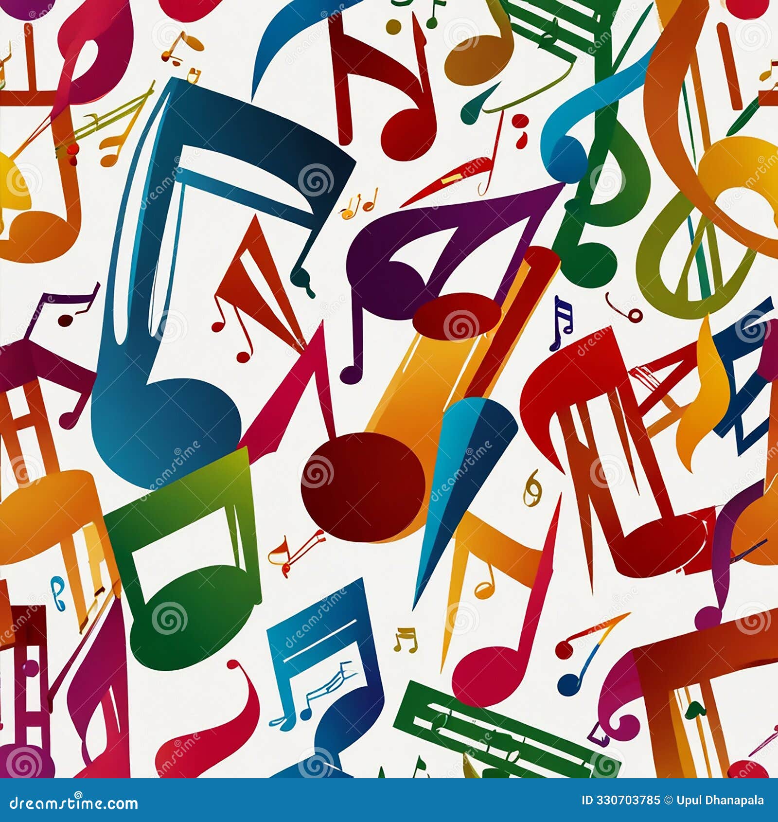 Illustration of Colorful Music Notes on White Background Stock ...