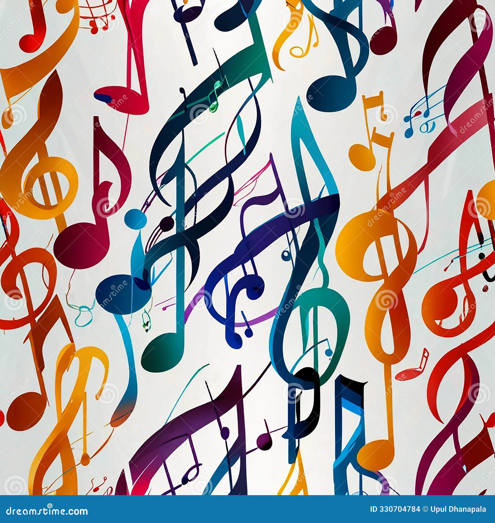 Illustration of Colorful Music Notes on White Background Stock ...