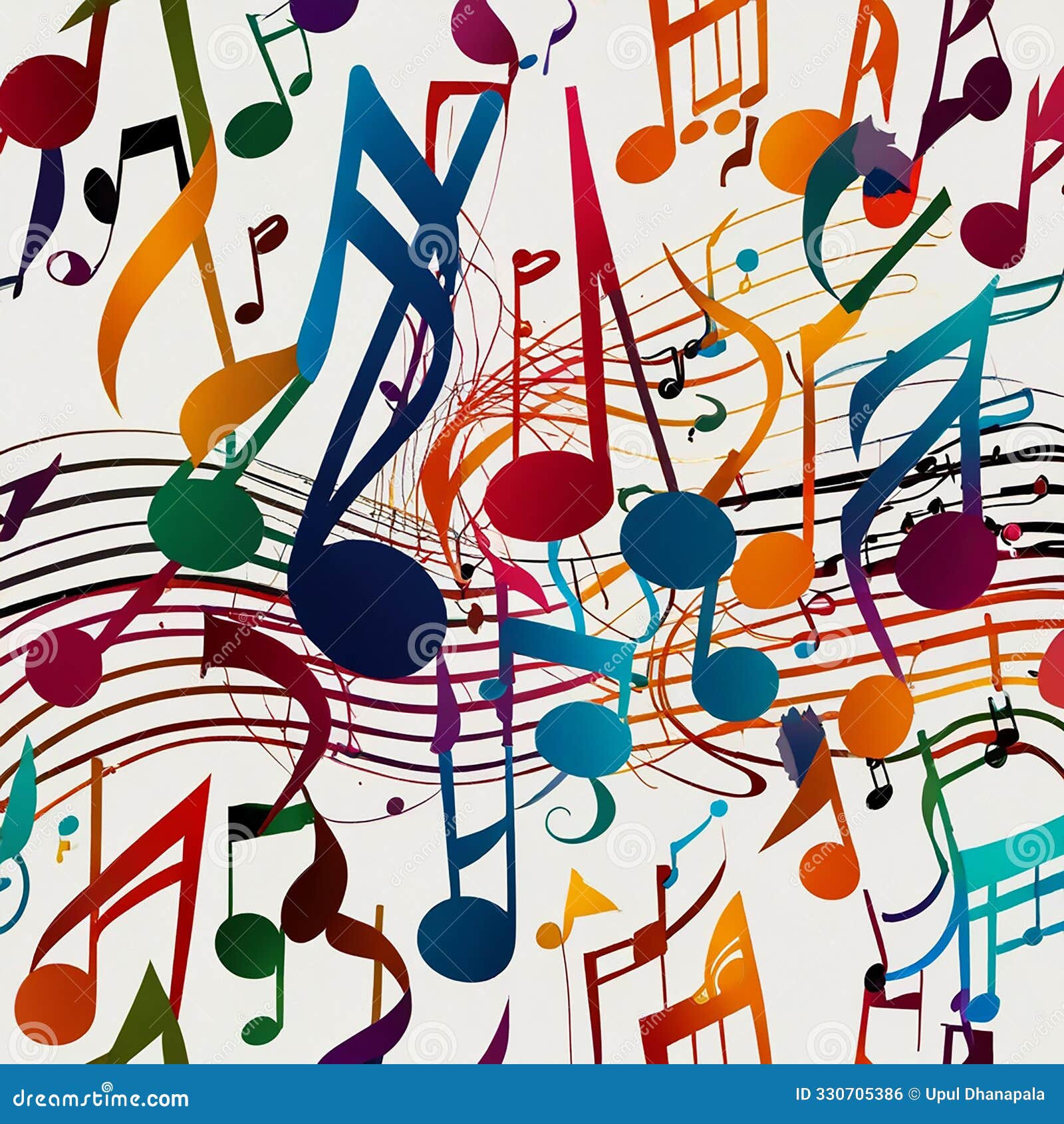 Illustration of Colorful Music Notes on White Background Stock ...
