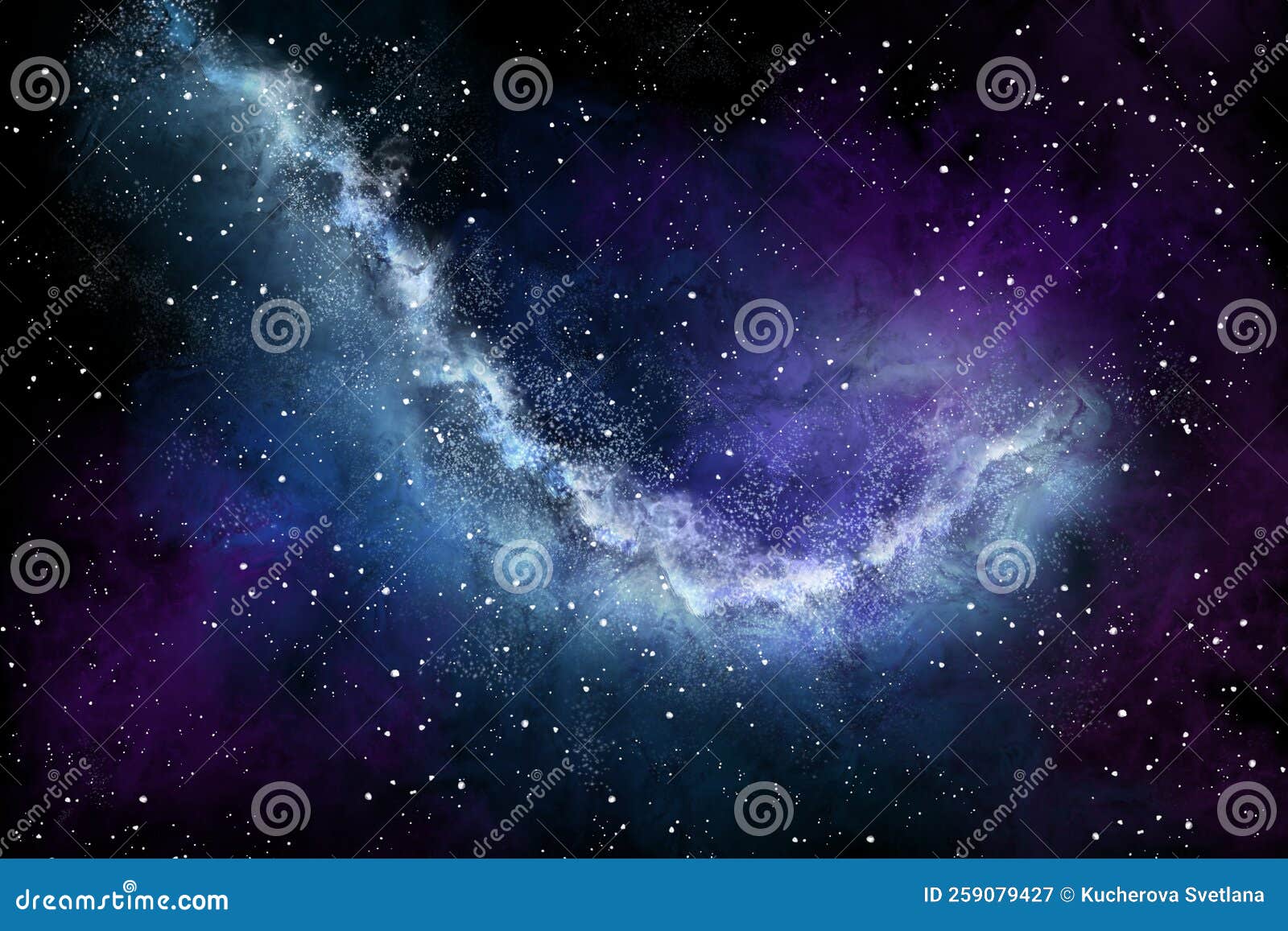 Interstellar Space Background.Cosmic Galaxy Illustration. With Nebula ...