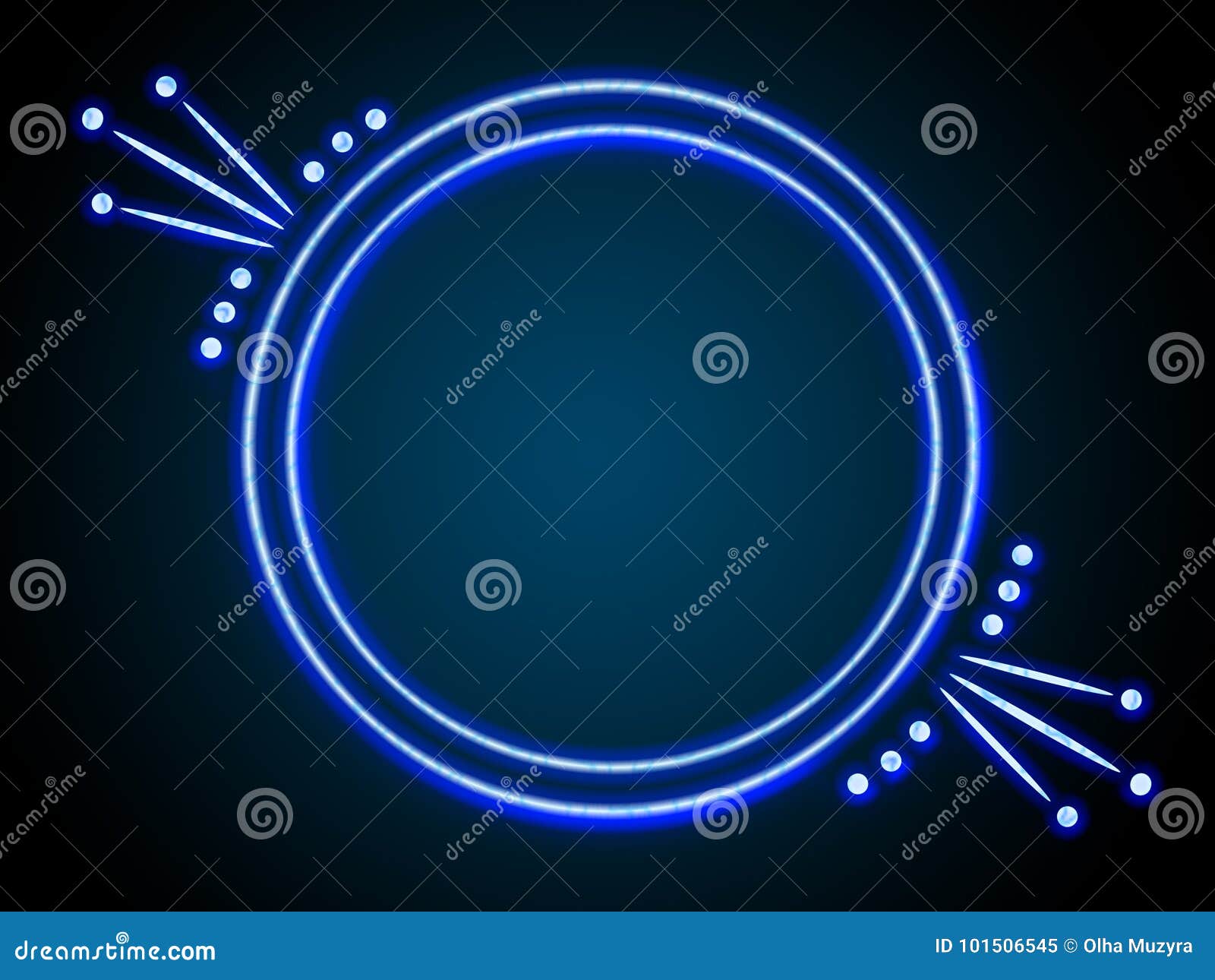 Background with Neon Blue Round Frame Stock Illustration - Illustration ...