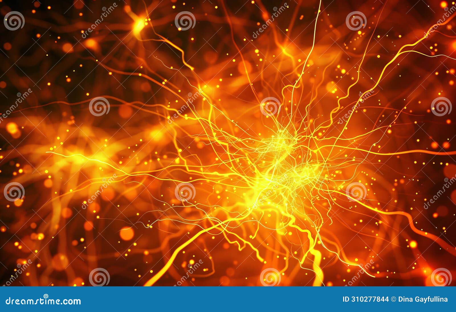A Background with a Network of Neurons Firing Bright Synapses ...