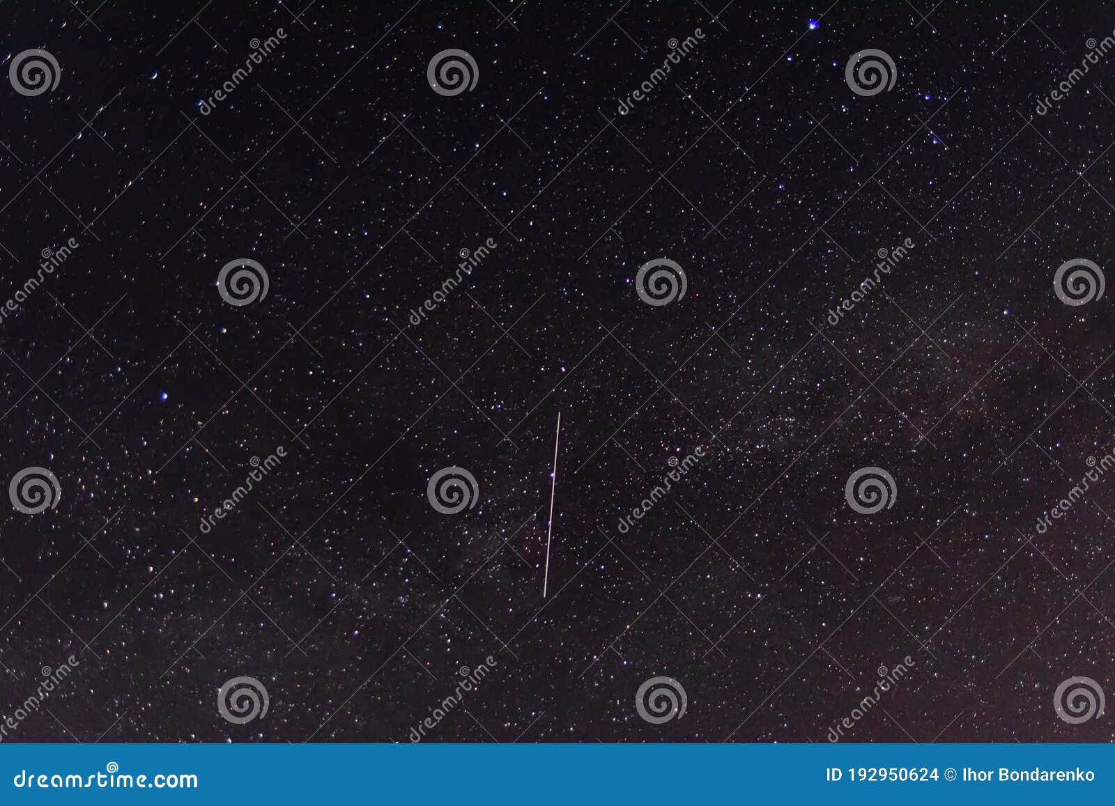 Background of the Night Sky with Many Stars. Satellite Trajectory Stock ...