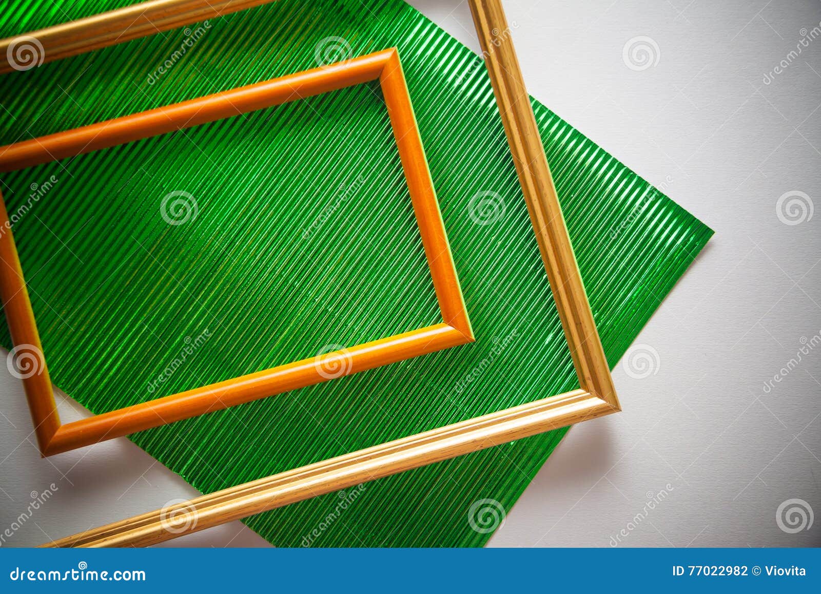 Background with Notebook, Frame and Green Paper Stock Photo - Image of ...