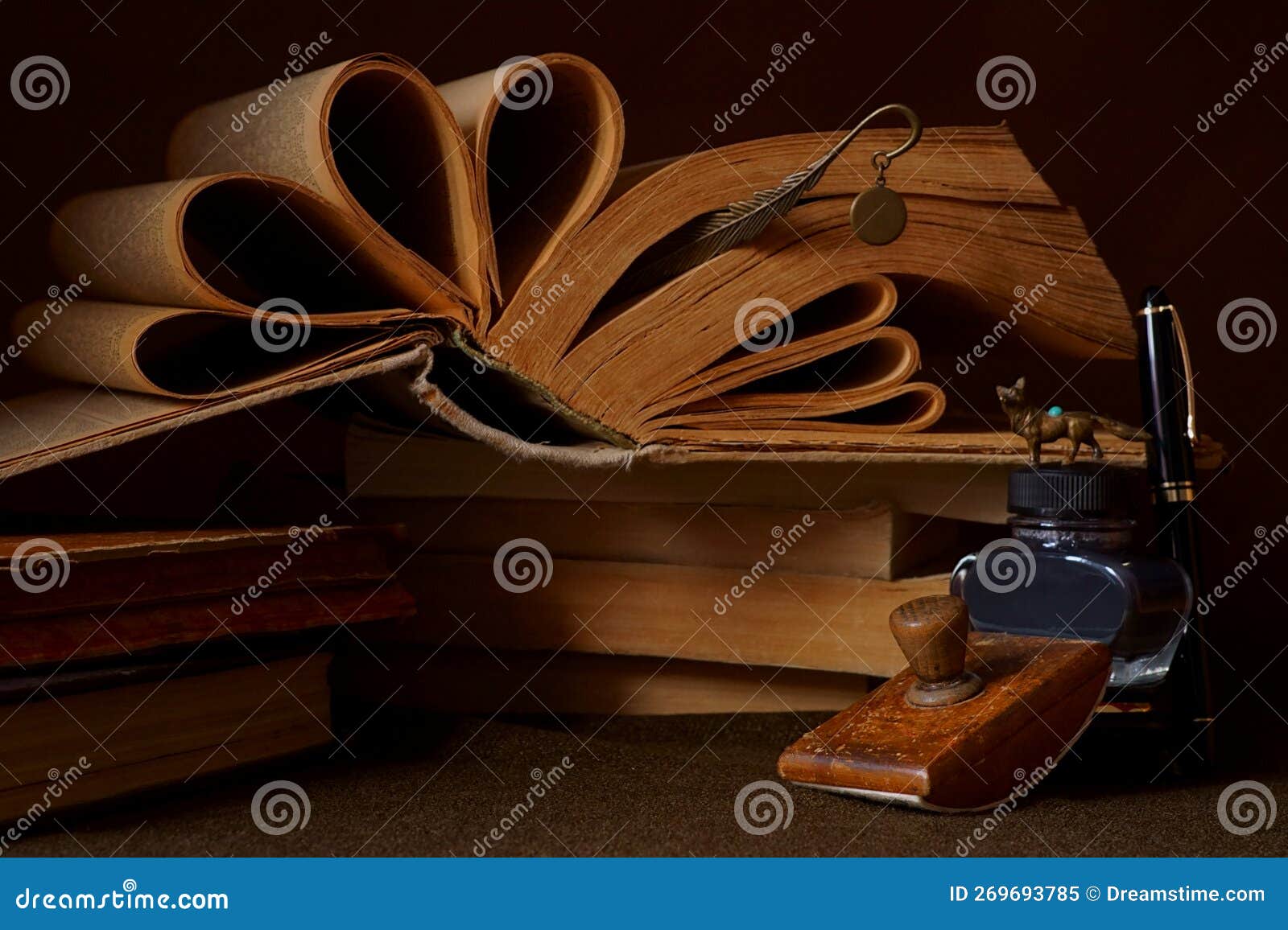 Background with Objects, Books and Writing Objects Stock Image - Image ...
