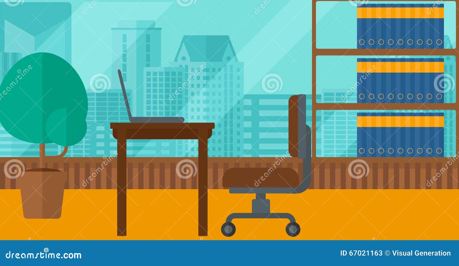 Background of Office with City View. Stock Vector - Illustration of ...