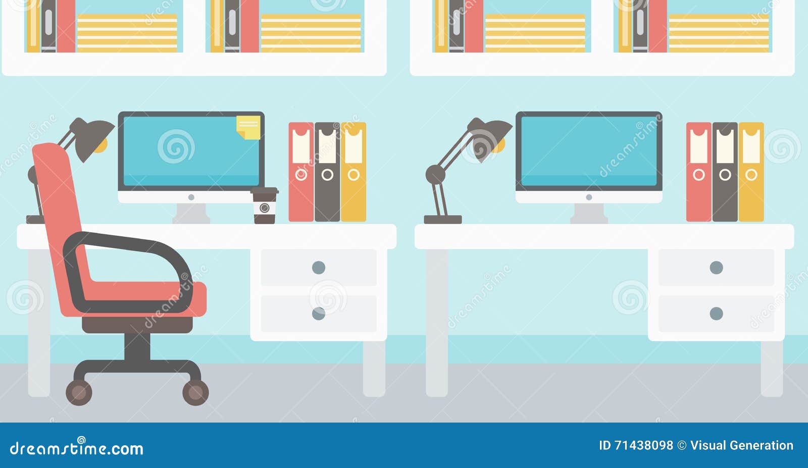 Background of Office Workplace. Stock Vector - Illustration of flat ...