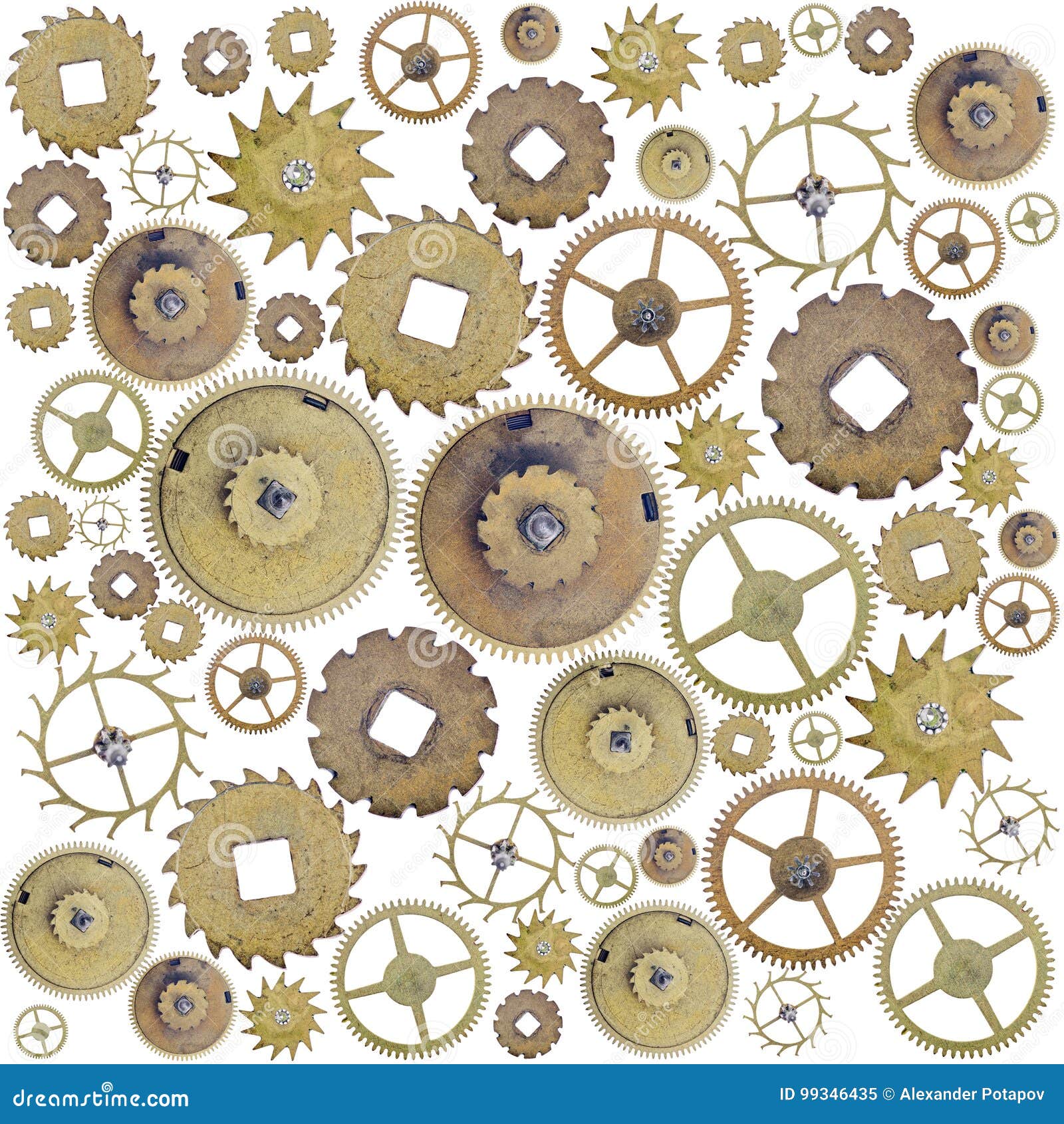 Background from Brass Gears Isolated on White Stock Image - Image of ...