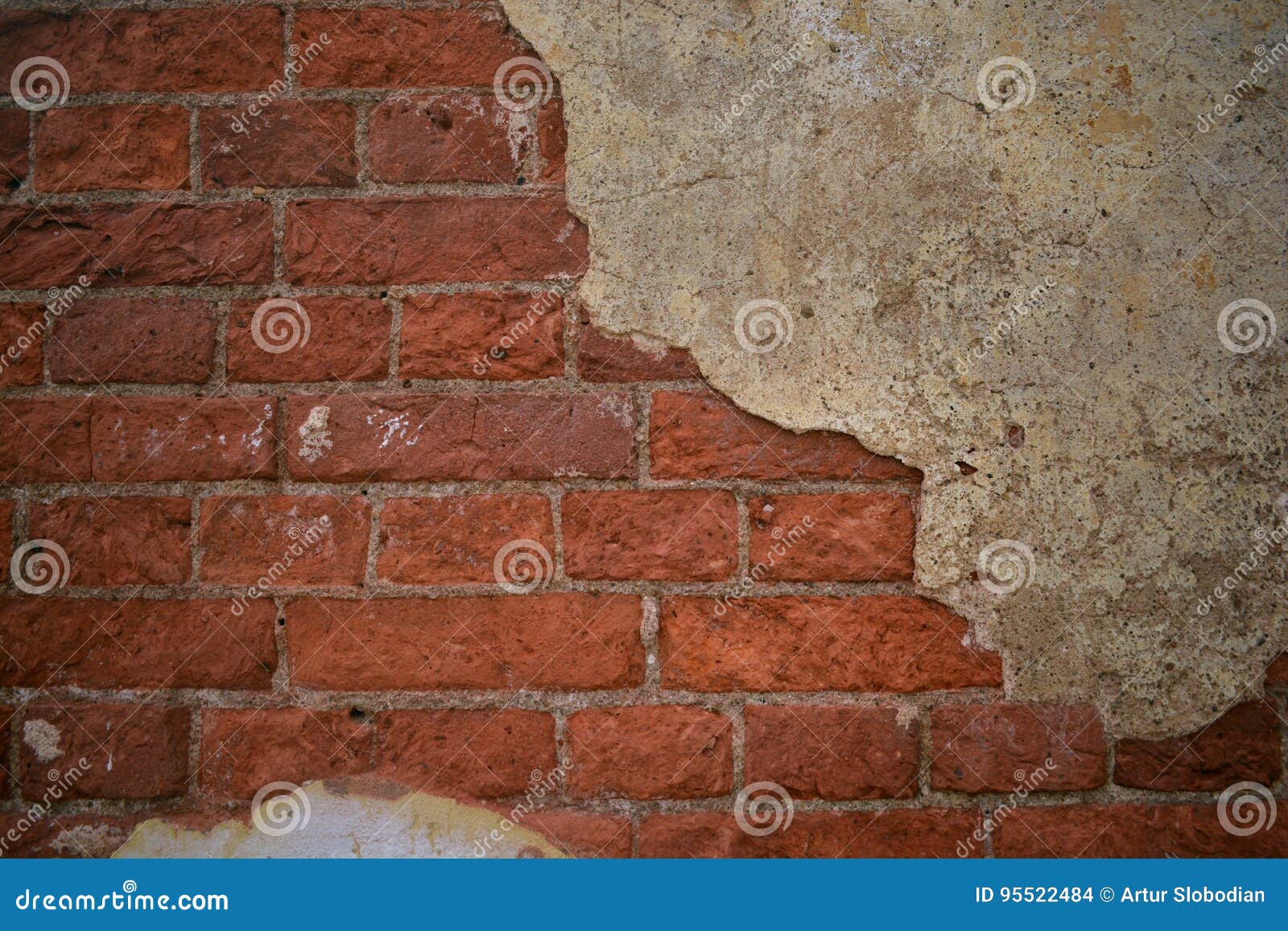 Background Old Brick Wall with Plaster Stock Photo - Image of retro ...