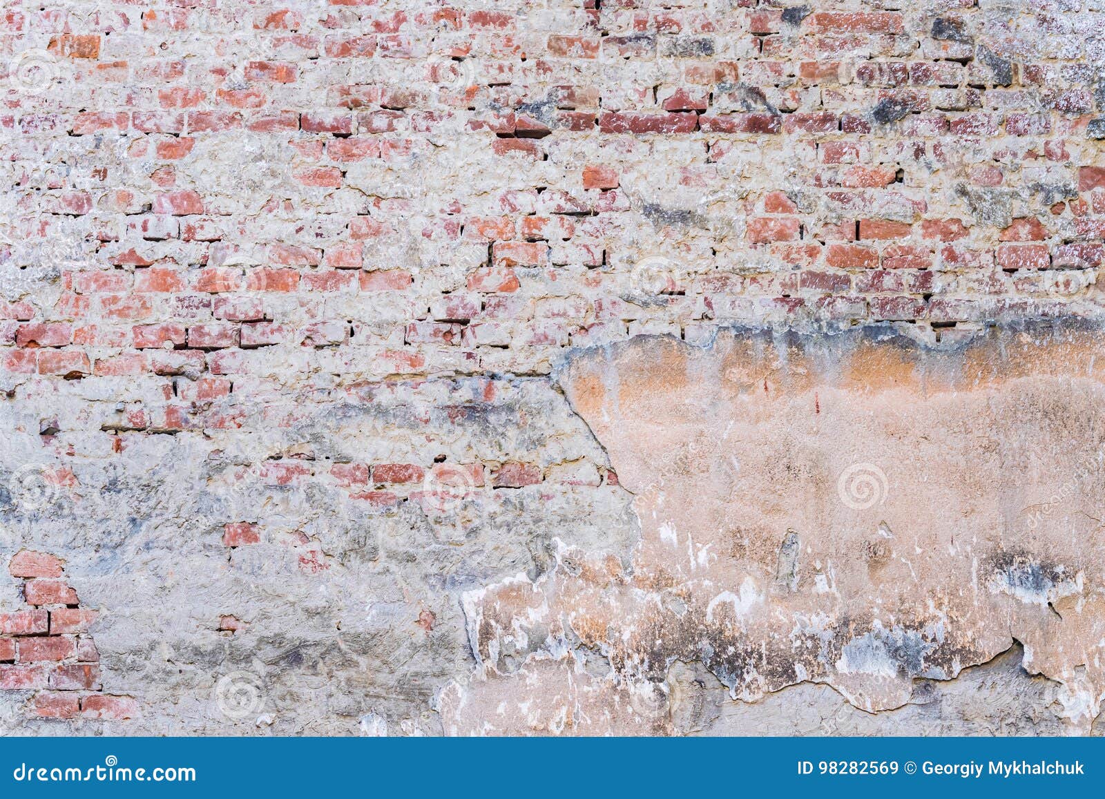 Background Old Brick Wall with Remnants of Plaster Stock Image - Image ...
