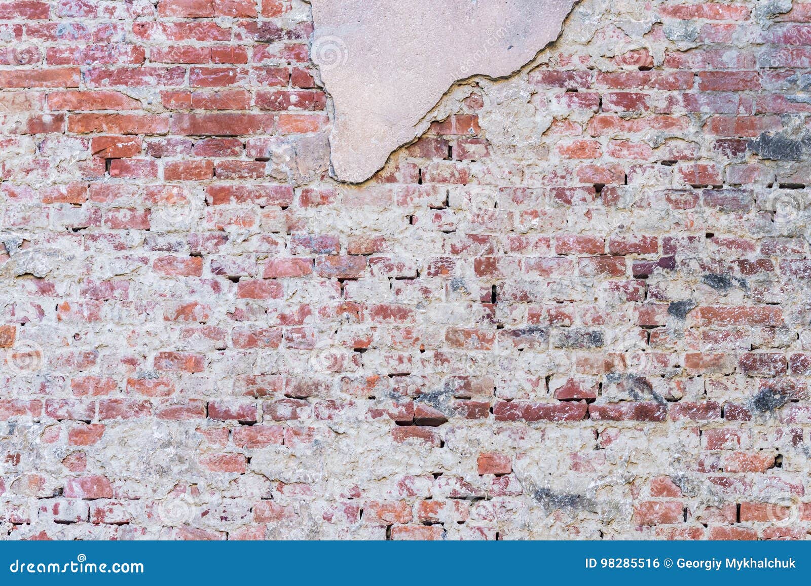 Background Old Brick Wall with Remnants of Plaster Stock Photo - Image ...