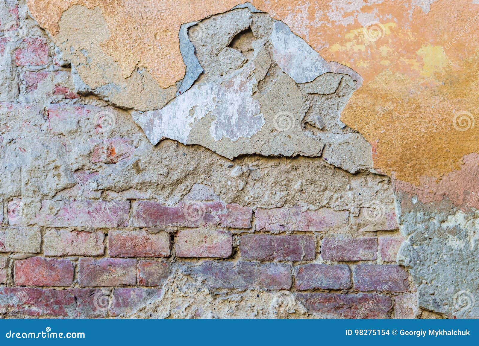 Background Old Brick Wall with Remnants of Plaster Stock Photo - Image ...