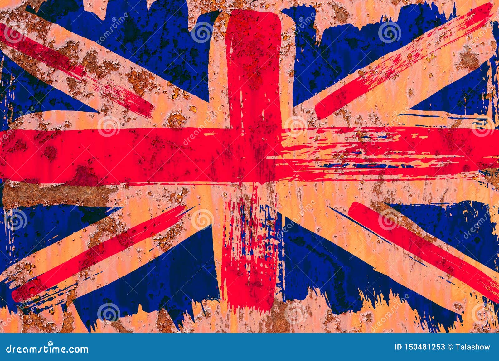 Background from Old British Flag in Grunge Style Stock Image - Image of ...