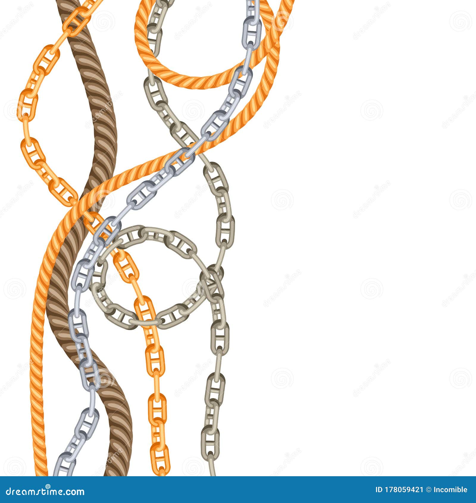 Background with Old Chains and Ropes. Stock Vector - Illustration of ...