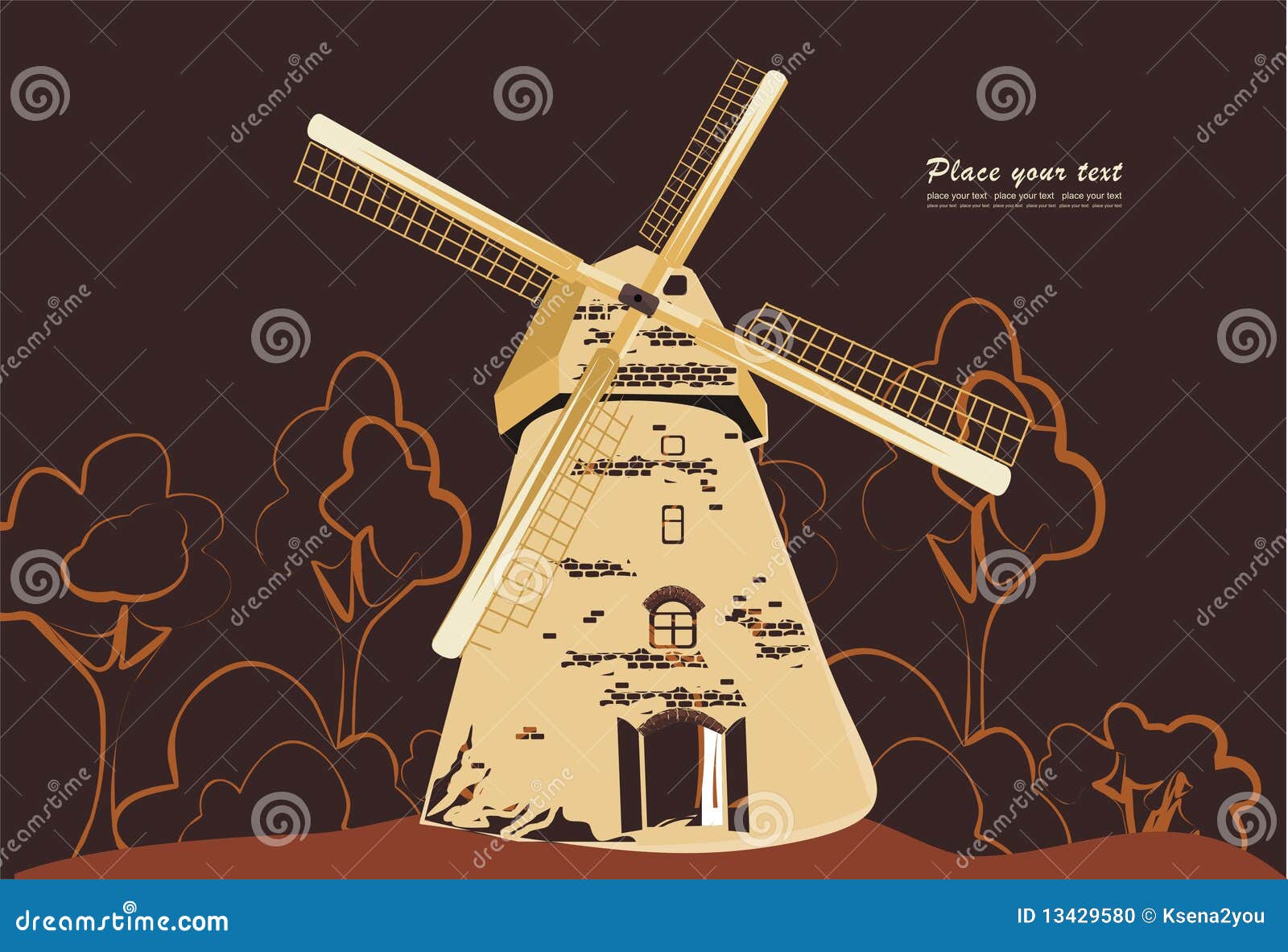 Background with an Old Mill Stock Vector - Illustration of high, design ...