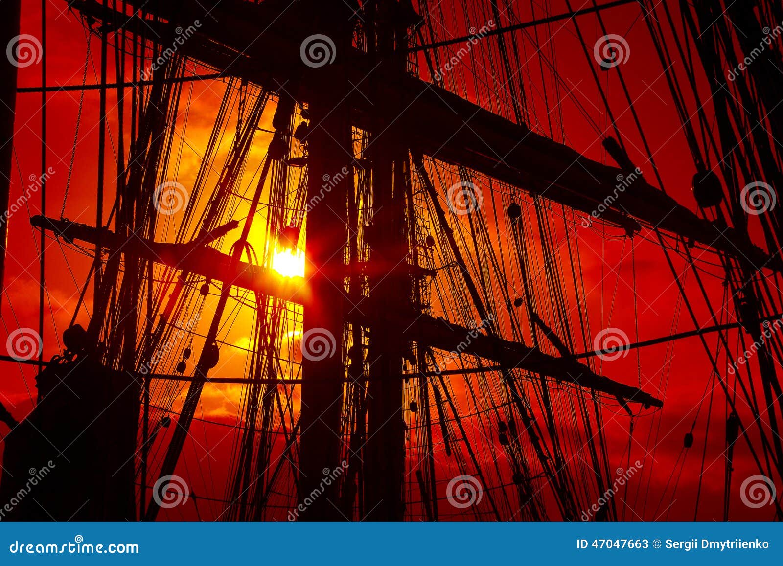 Background - Old Sailing Ship Rigging Stock Image - Image of clouds ...
