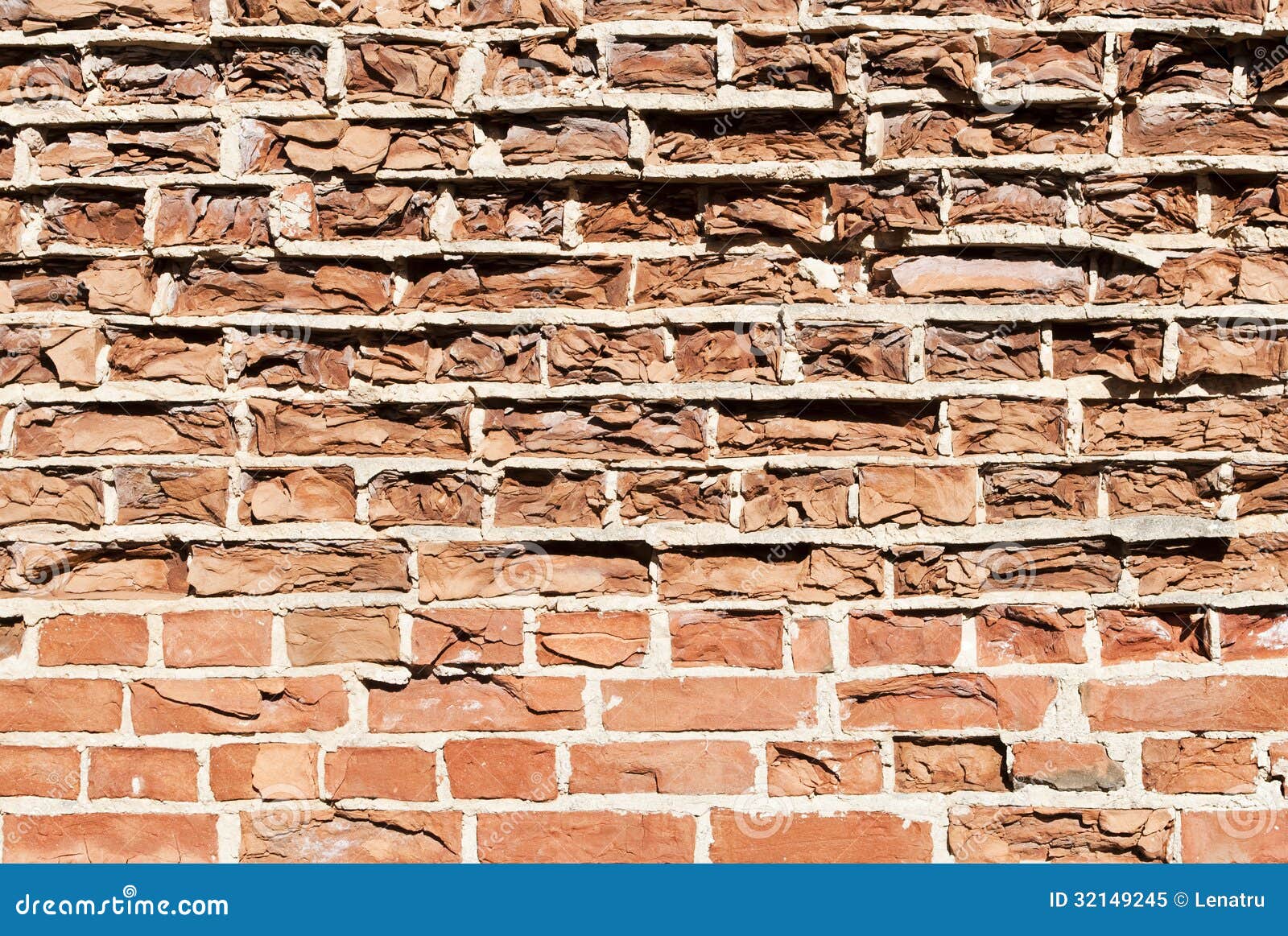 Background of Old Vintage Crumbling Brick Wall on Sunny Day Stock Image ...