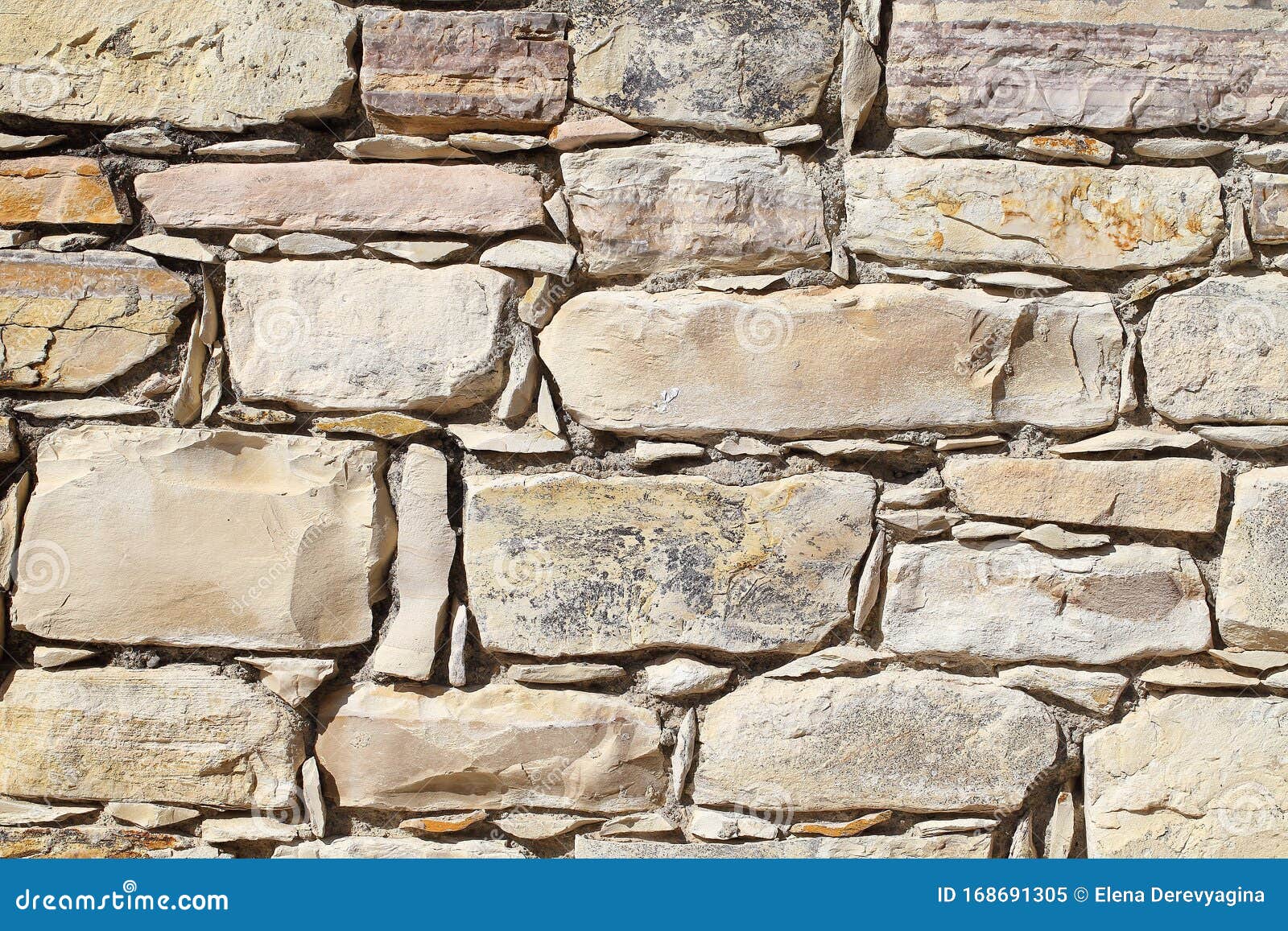 Background, Old Wall of Stacked Stone Blocks of Different Shapes with ...