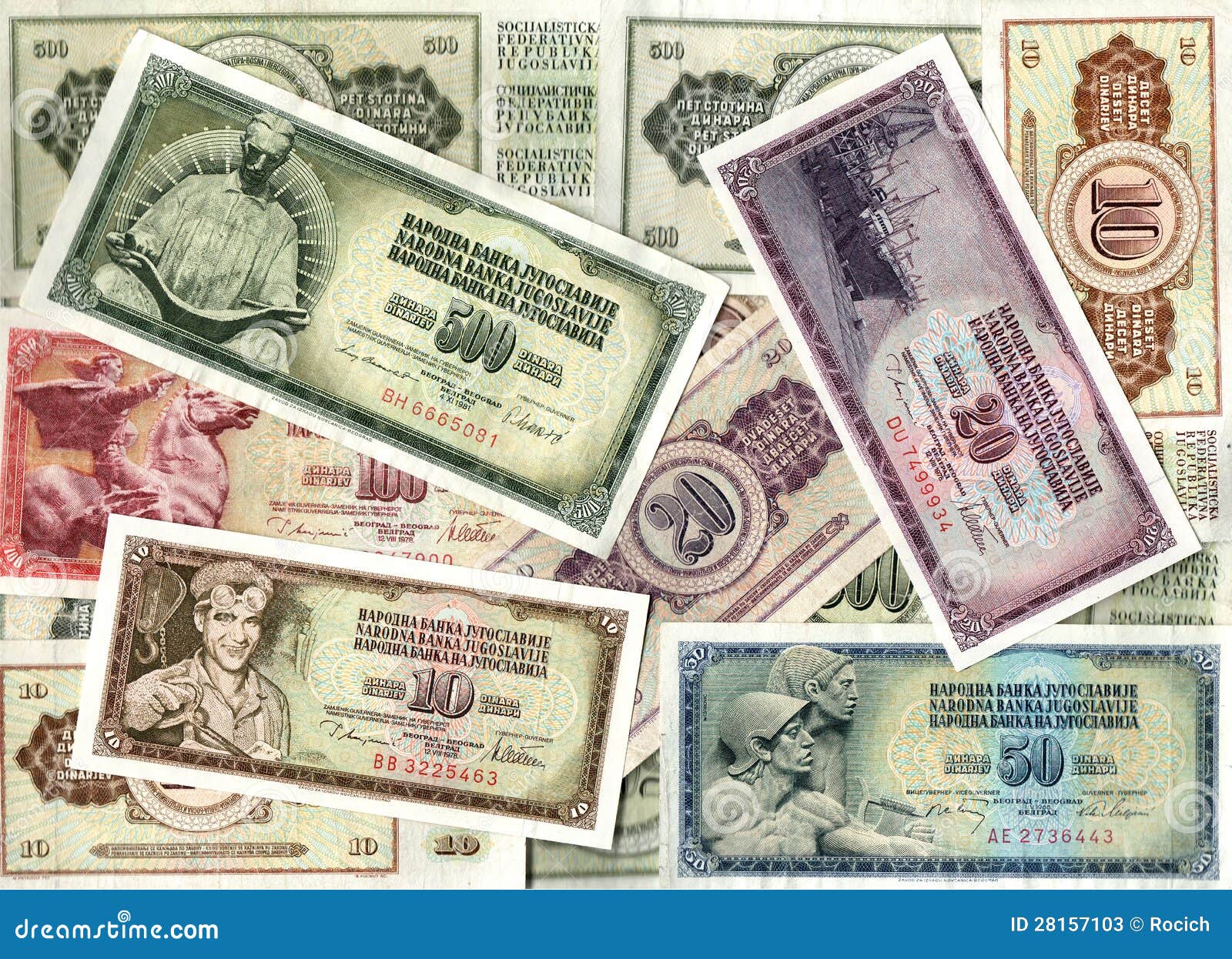 Background Of Old Yugoslavian Dinar Banknotes Stock Photos - Image ...