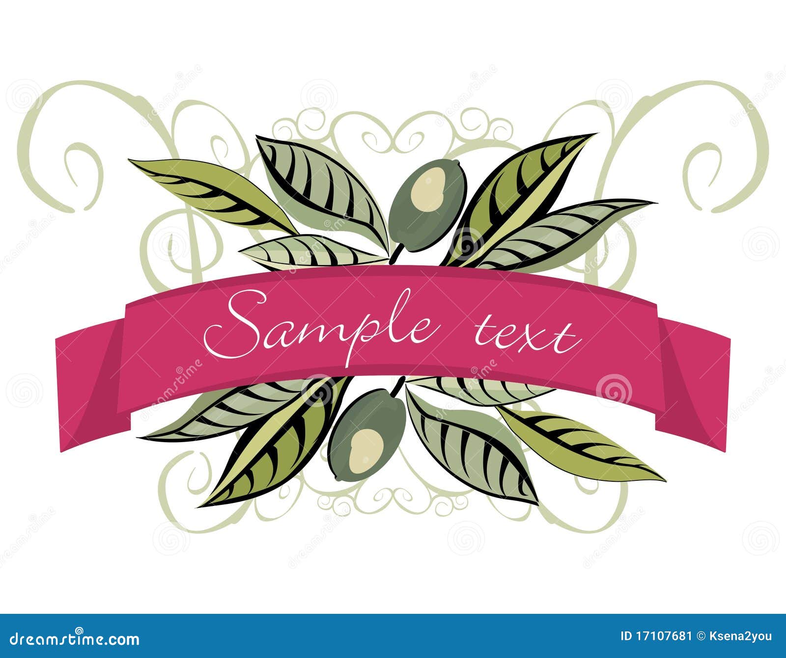 Background with Olive and Ribbon Stock Illustration - Illustration of ...