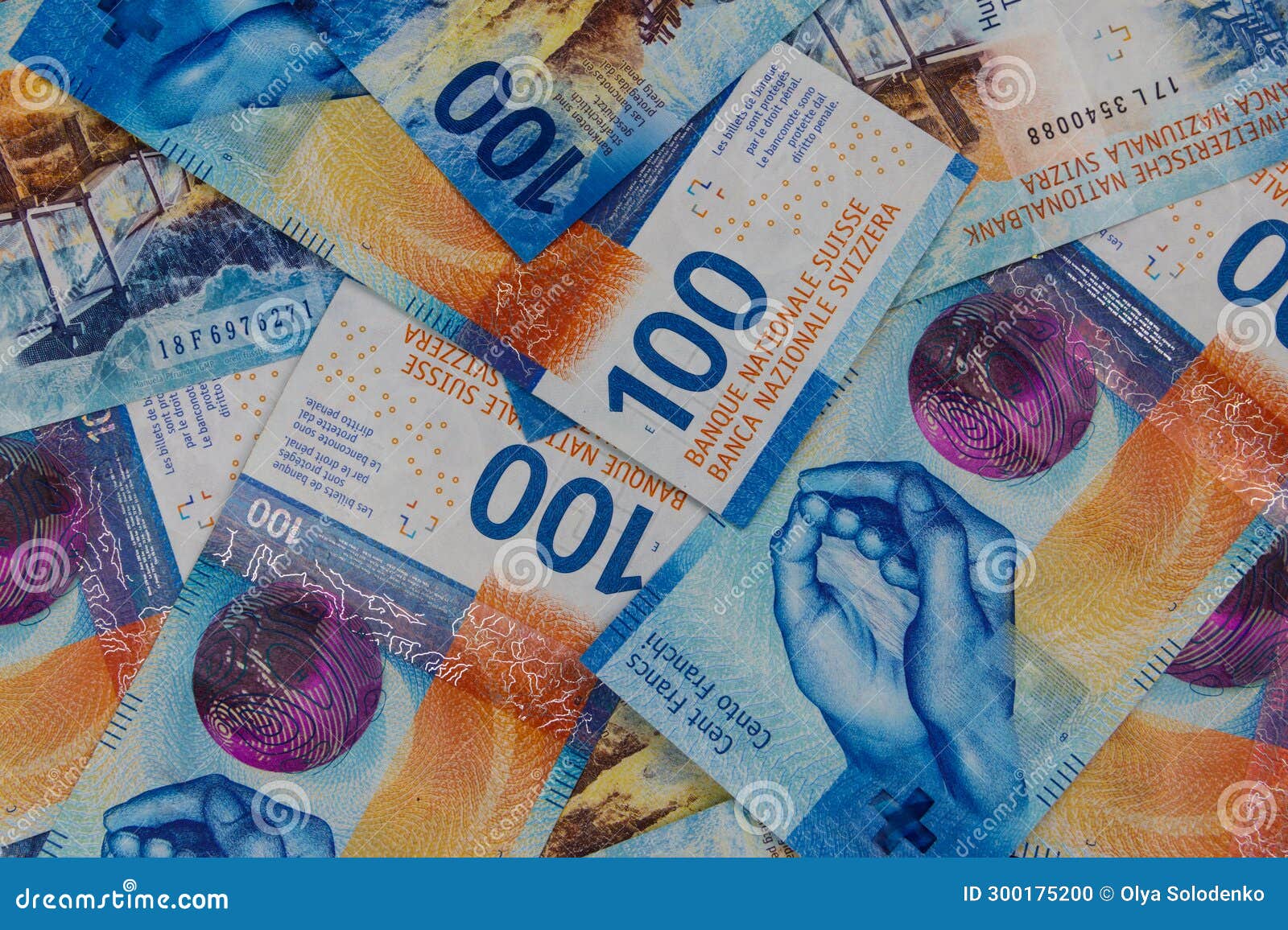 Background of One Hundred Swiss Francs Banknotes Stock Photo - Image of ...