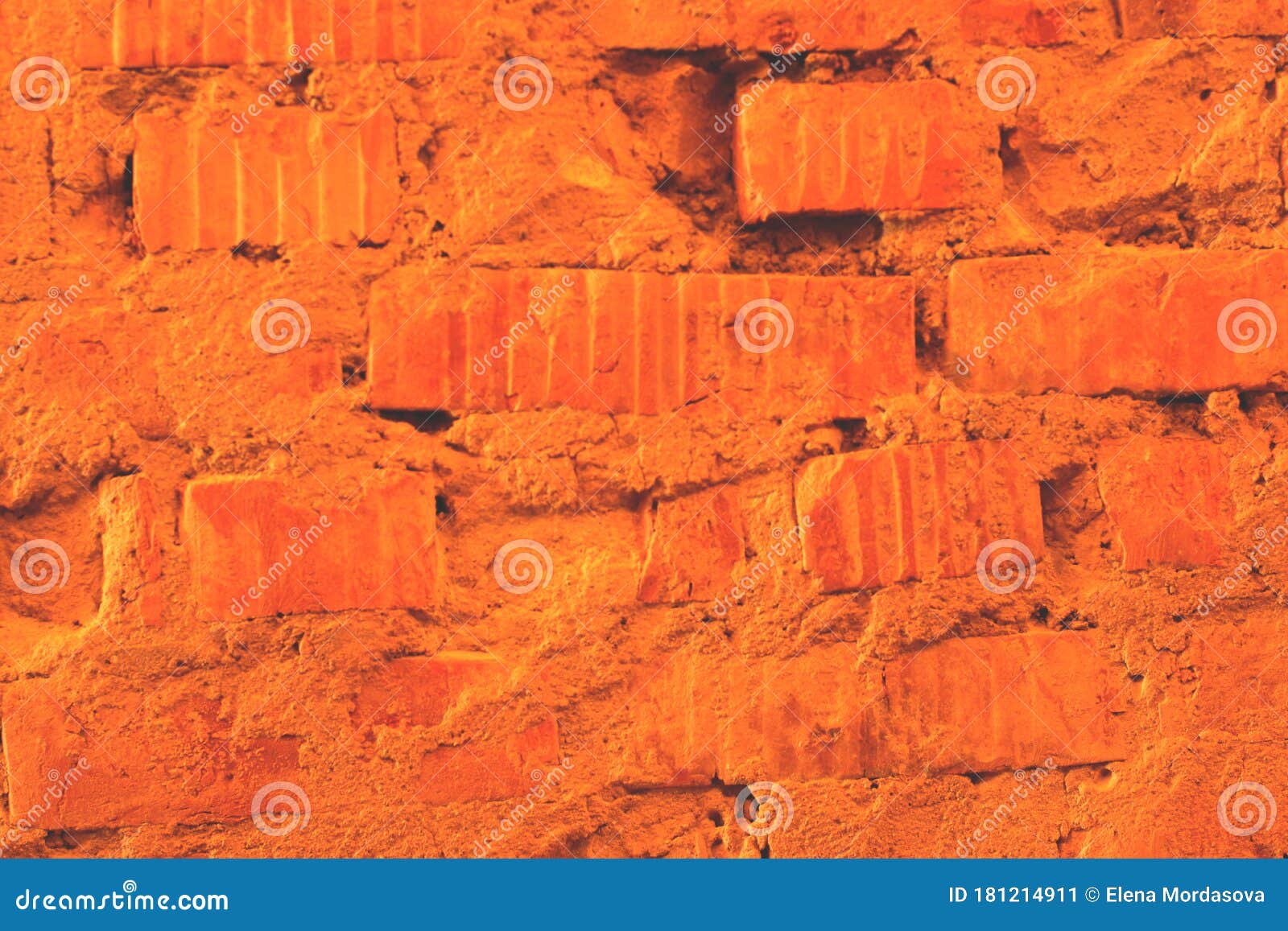 Background of Orange Brick Wall with Uneven Masonry Stock Image - Image ...