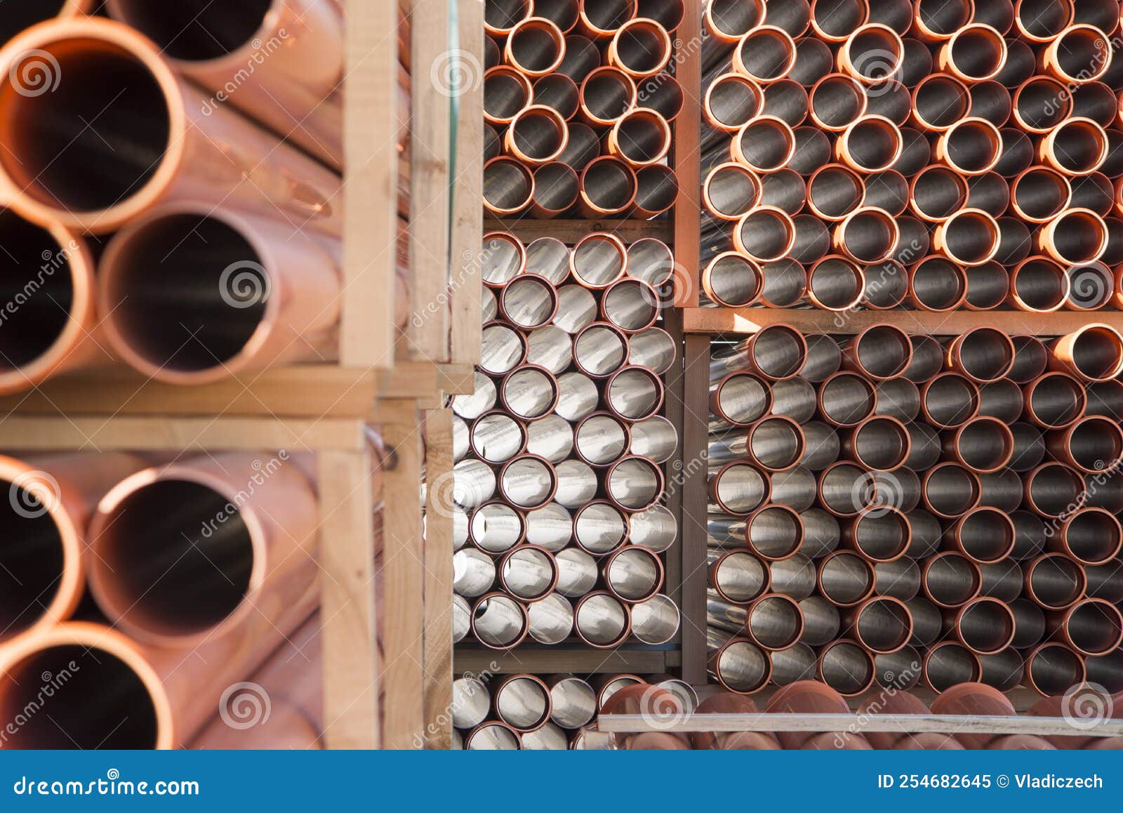 Background of Orange Plastic Sewage Pipes Used at the Building Site ...