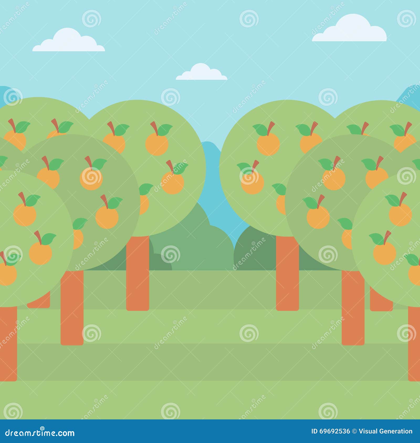 Background of Orange Trees. Stock Vector - Illustration of crop, farm ...