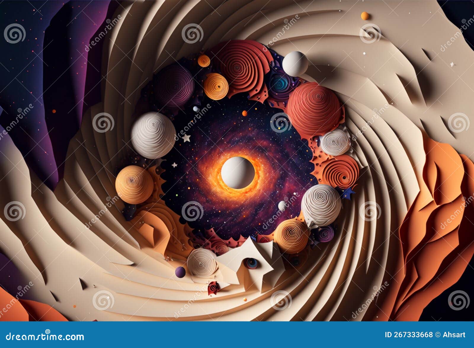 Background with Origami Representation of Galaxy. Solar System in ...