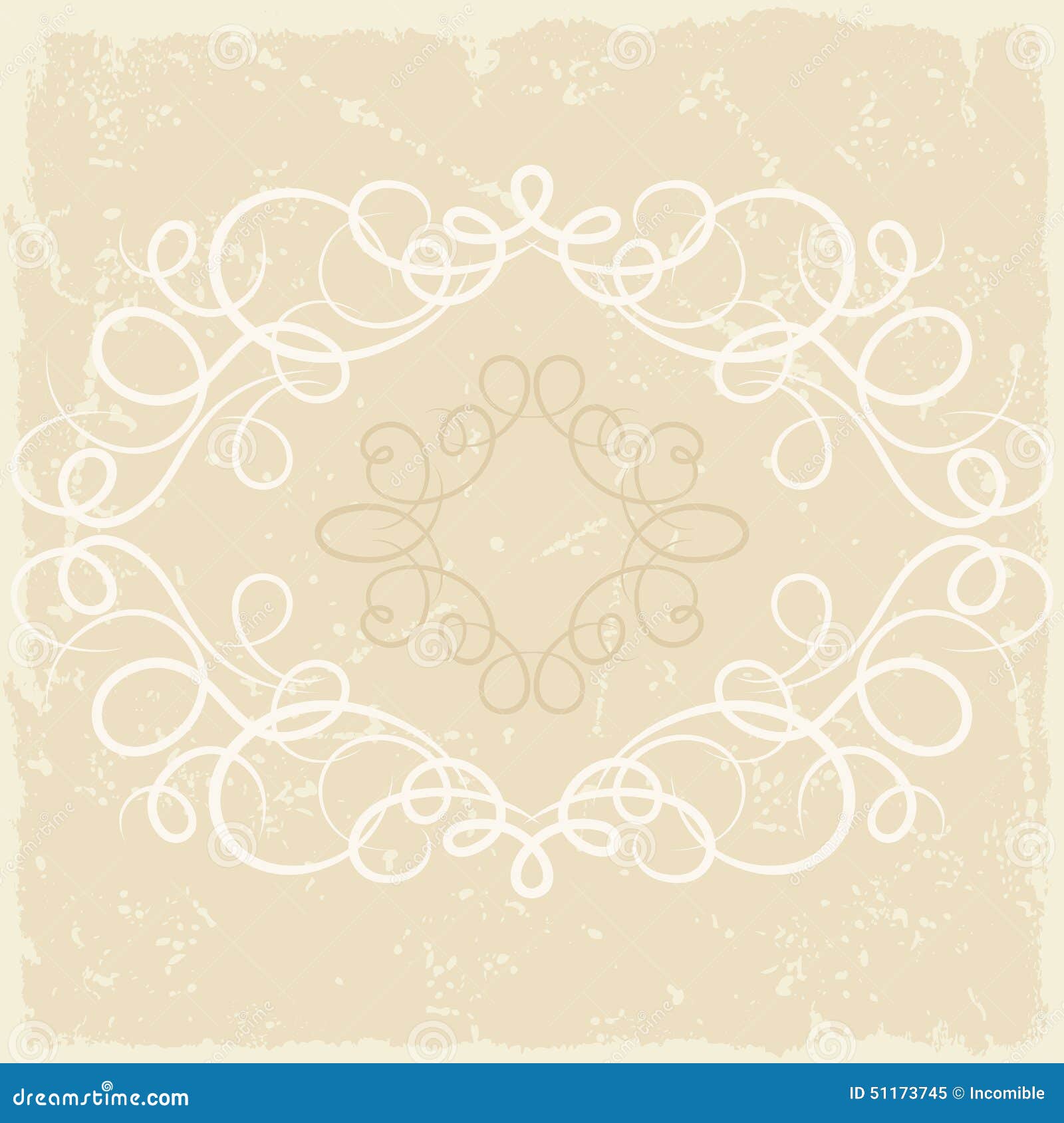 Background with Ornamental Curly Frame in Retro Stock Vector ...