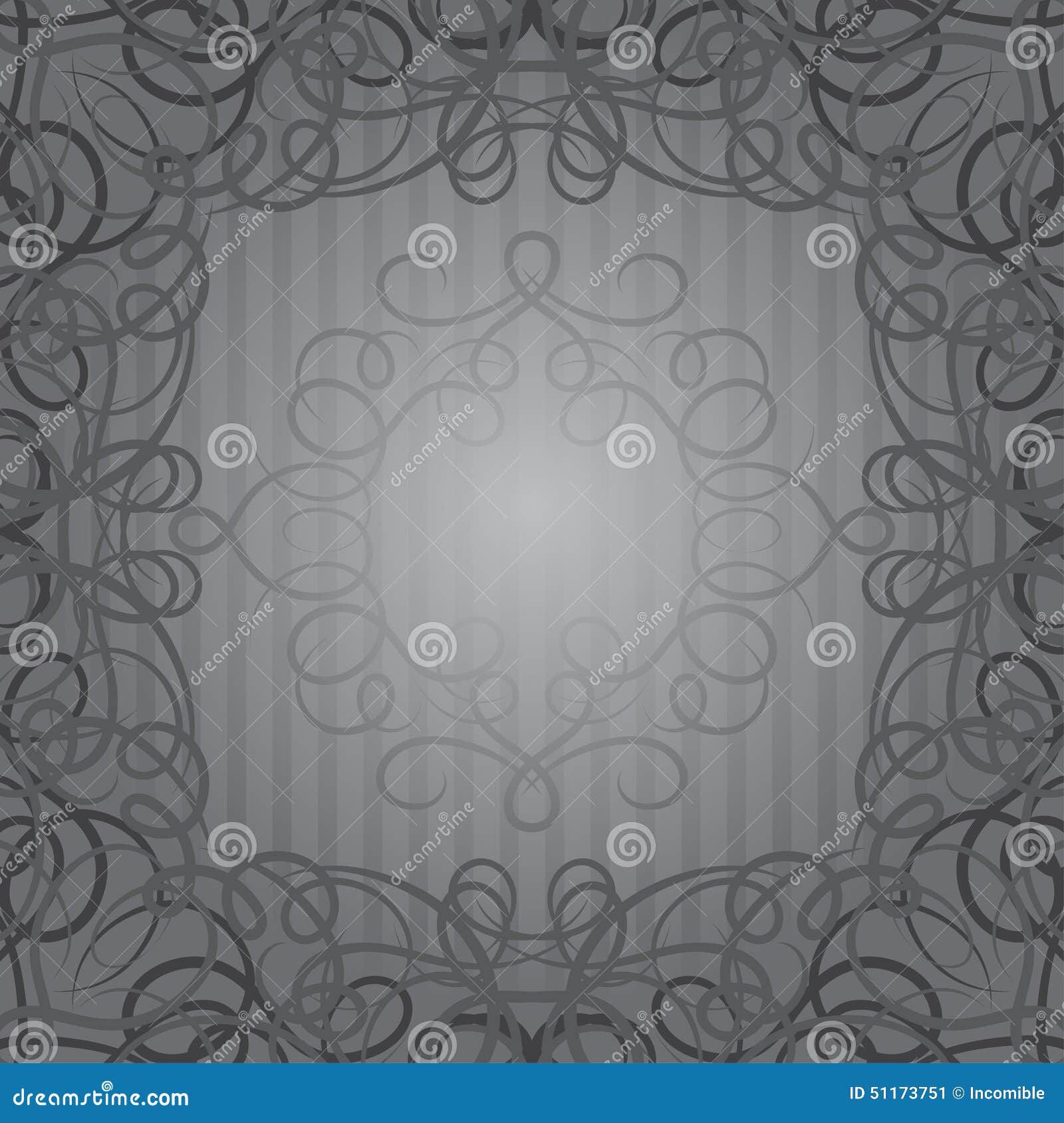 Background with Ornamental Curly Frame in Retro Stock Vector ...