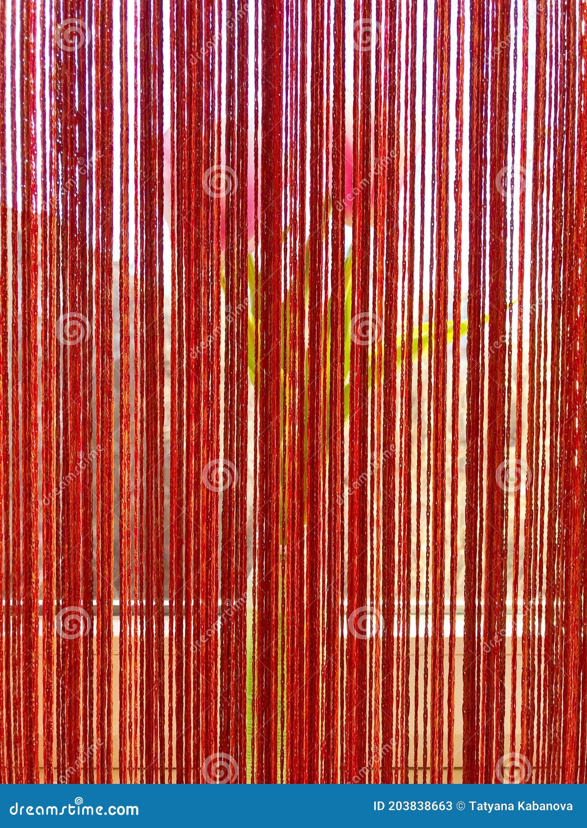 The Background is the Outlines of Flowers Behind a Thread Curtain ...