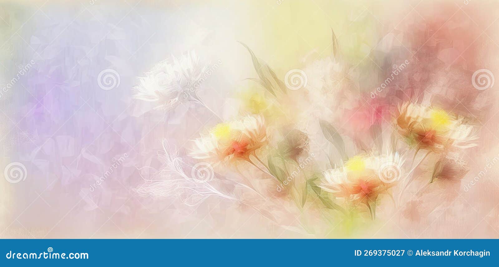 Background with Painted Flowers in Pastel Light Colors Stock Image ...