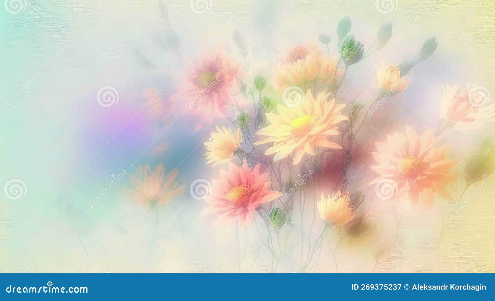 Background with Painted Flowers in Pastel Light Colors Stock Image ...