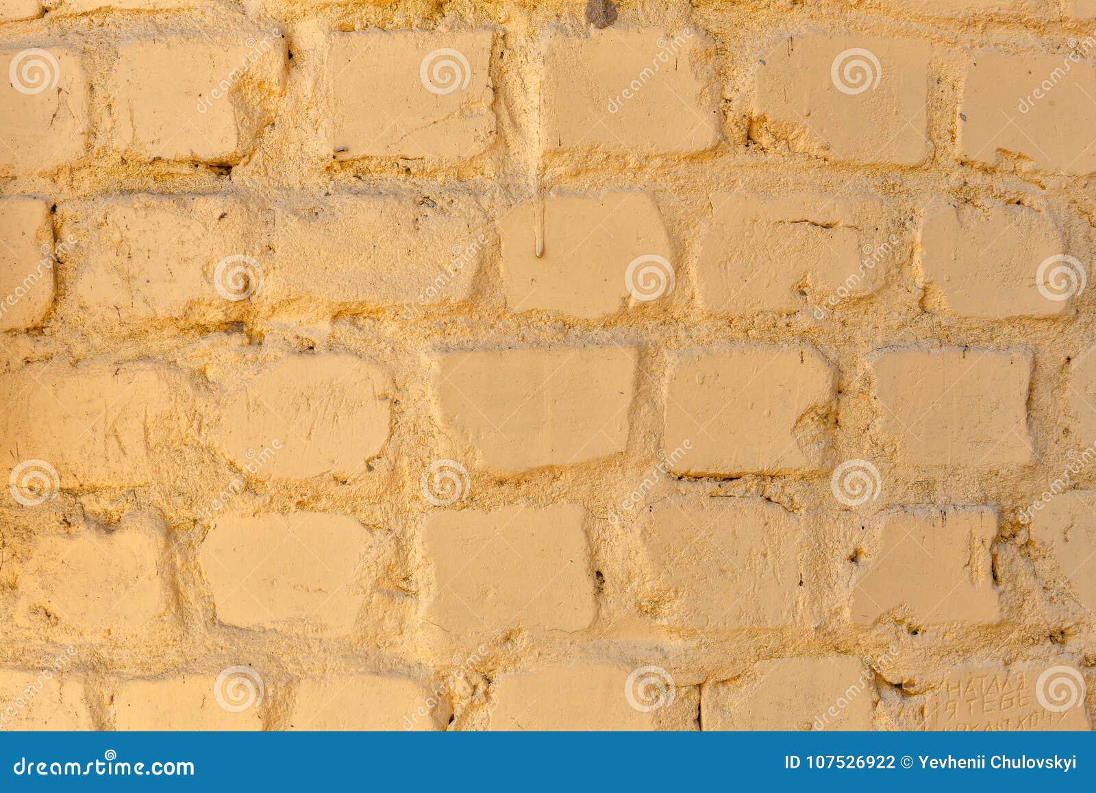 The Background of Pale Yellow Brick Wall. Stock Photo - Image of effect ...