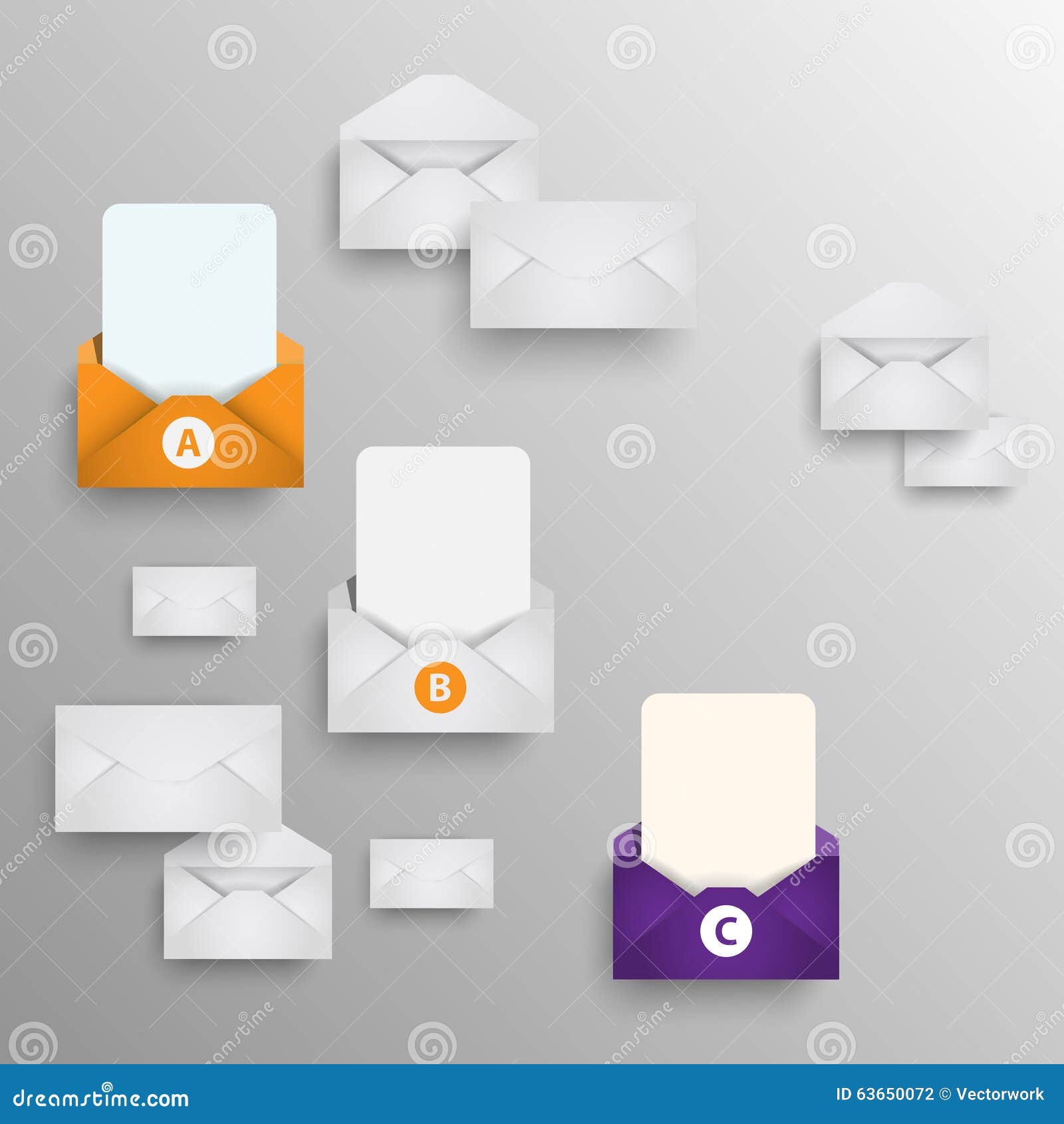 Set Of Paper Envelopes In Different Forms Isolated On White Background ...