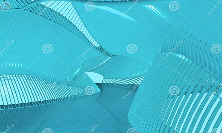 Background with Parametric Architectural Curved Corridor in Green Tones ...