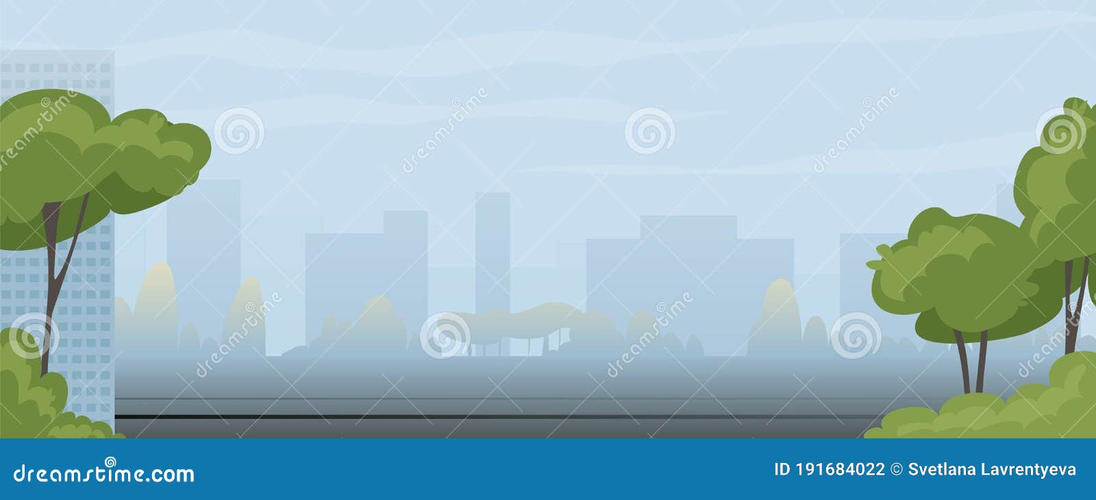 Background with Park, Trees and Simplified Buildings. Stock Vector ...