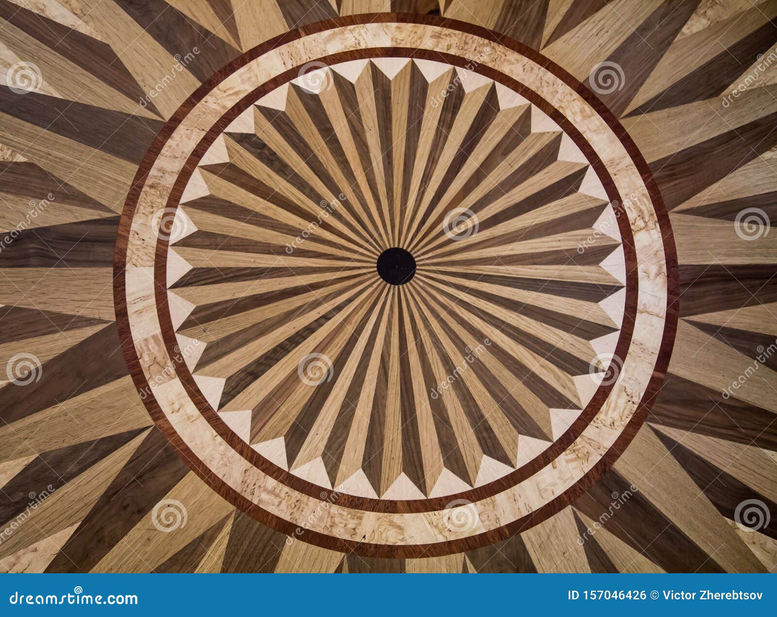 Background of Parquet Various Wood Pattern with Circles Radiating from ...